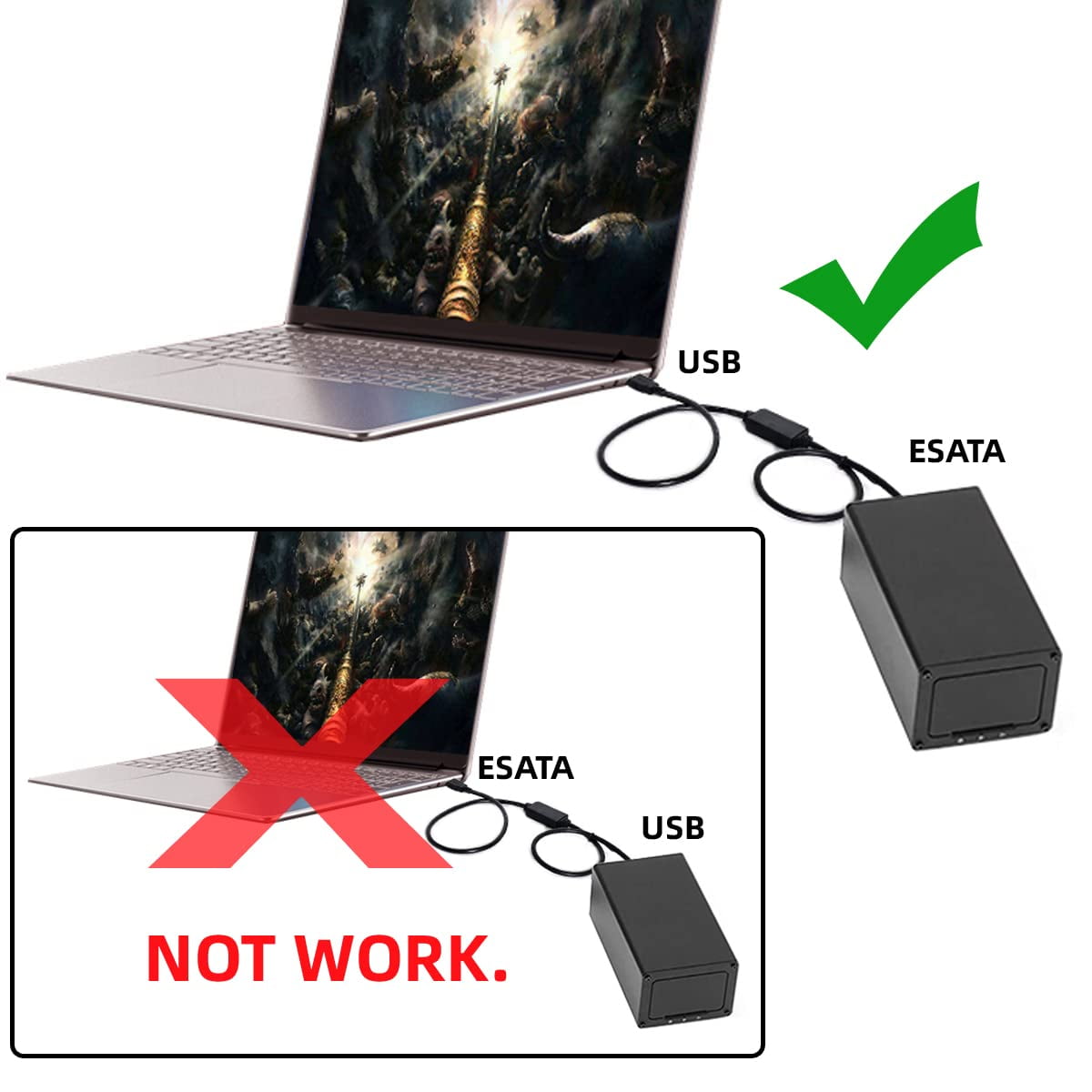 TRAHOO-Cable for USB 3.0 to Power Over eSATA DC5V USB2.0 to HDD SSD ODD Disk eSATAp Converter ...