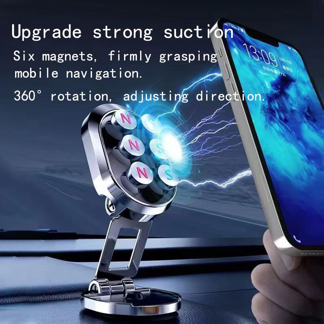 TRAHOO-Car Phone Holder Mount Folding Magnetic Car Mount Adjustable ...