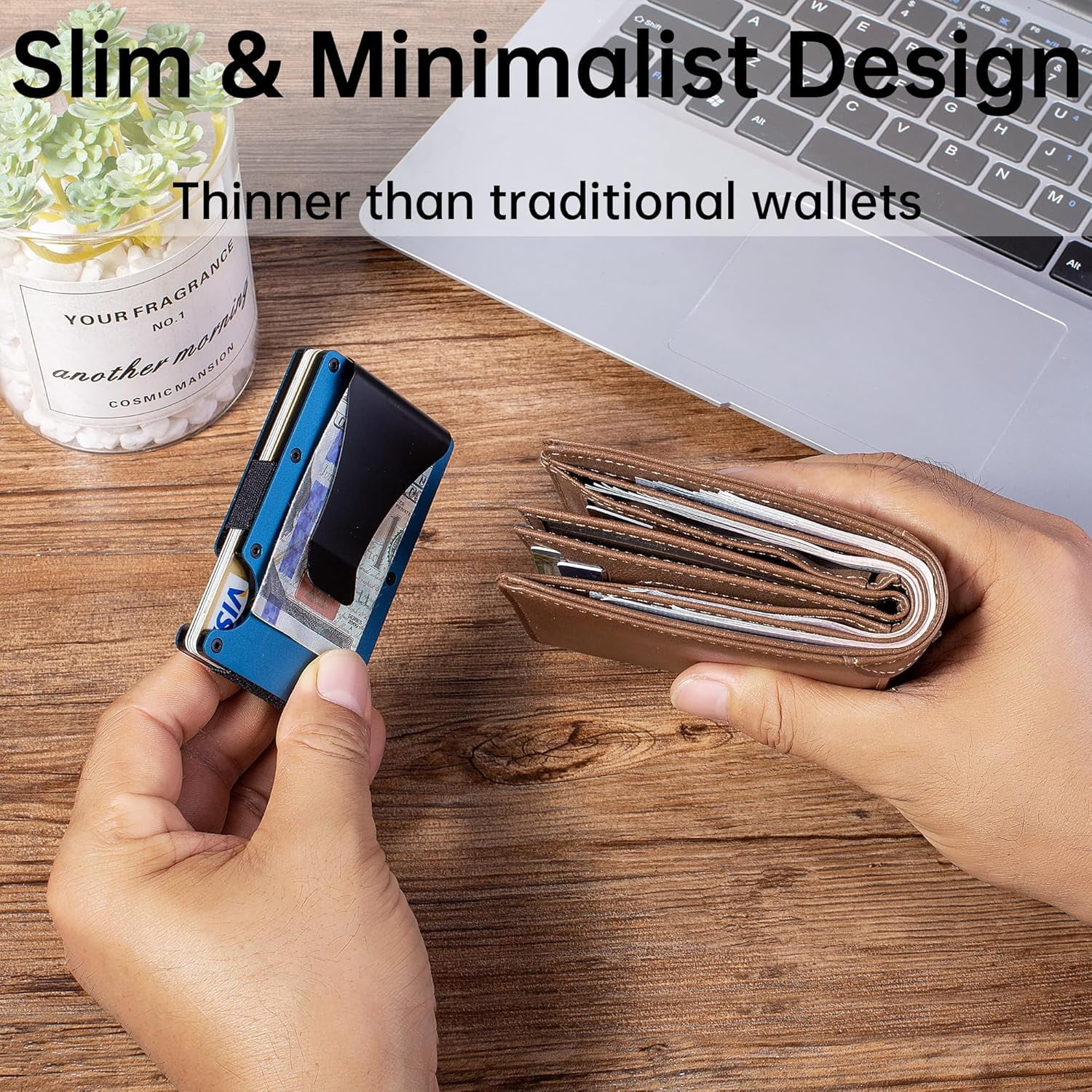 TRAHOO-Carbon Fiber Minimalist Wallet for Men Credit Card Holder Money ...