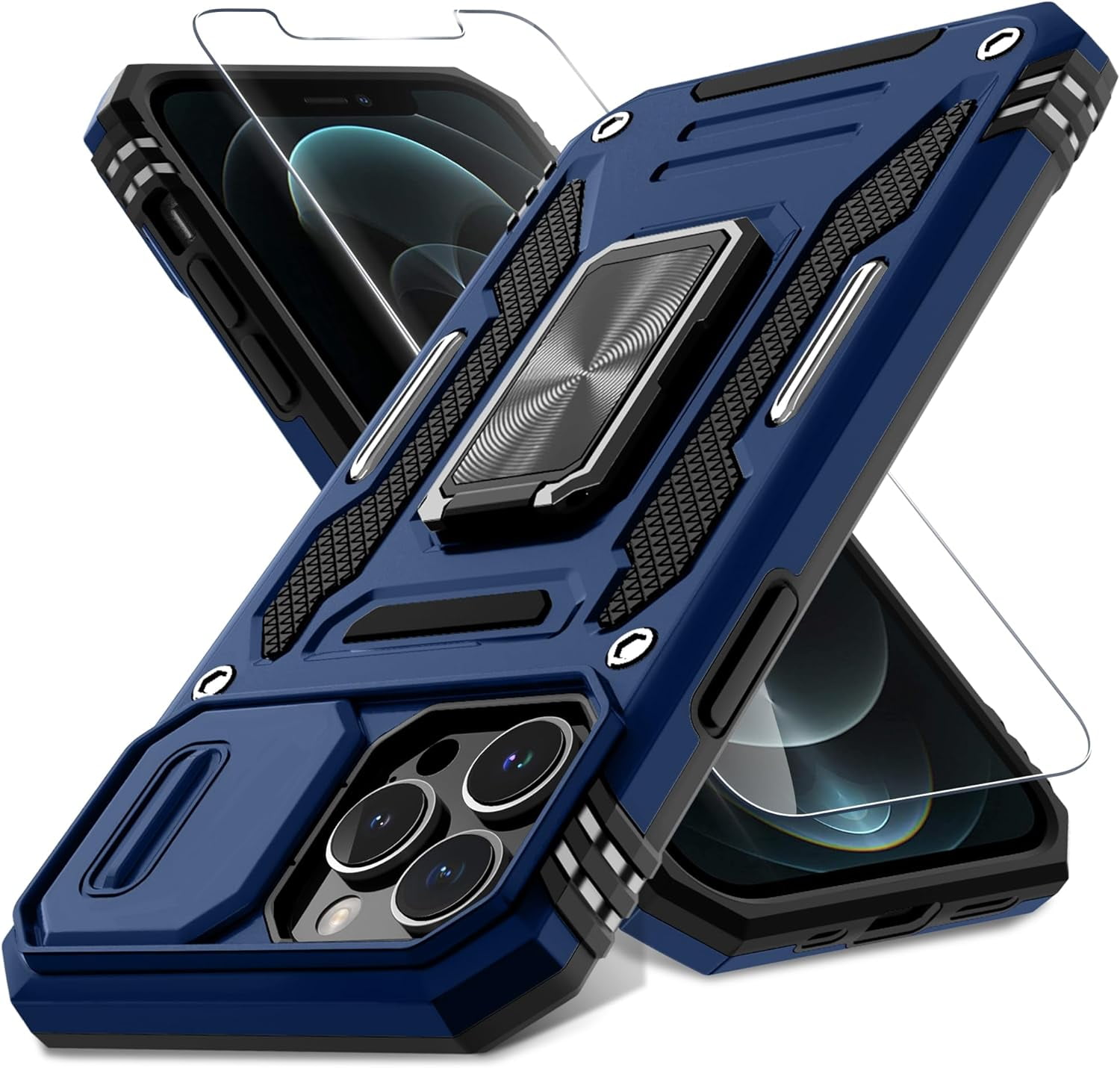 TRAHOO-Case for iPhone 13 Pro Max with Slide Camera Cover+Screen Protector(1 Pack),Rotated Ring ...