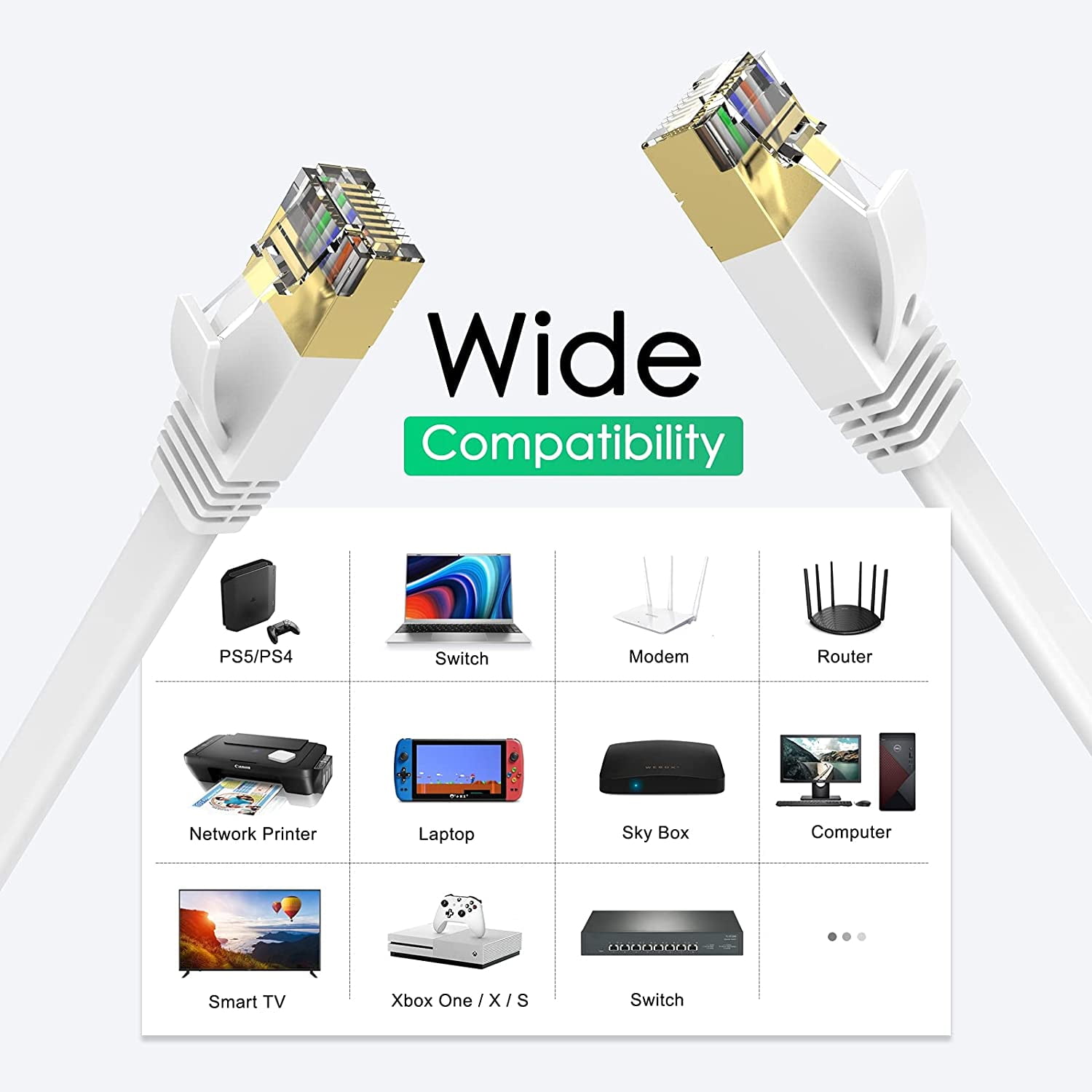 TRAHOO-Cat 6 Ethernet Cable 25 ft High Speed RJ45 Internet Cable for ...