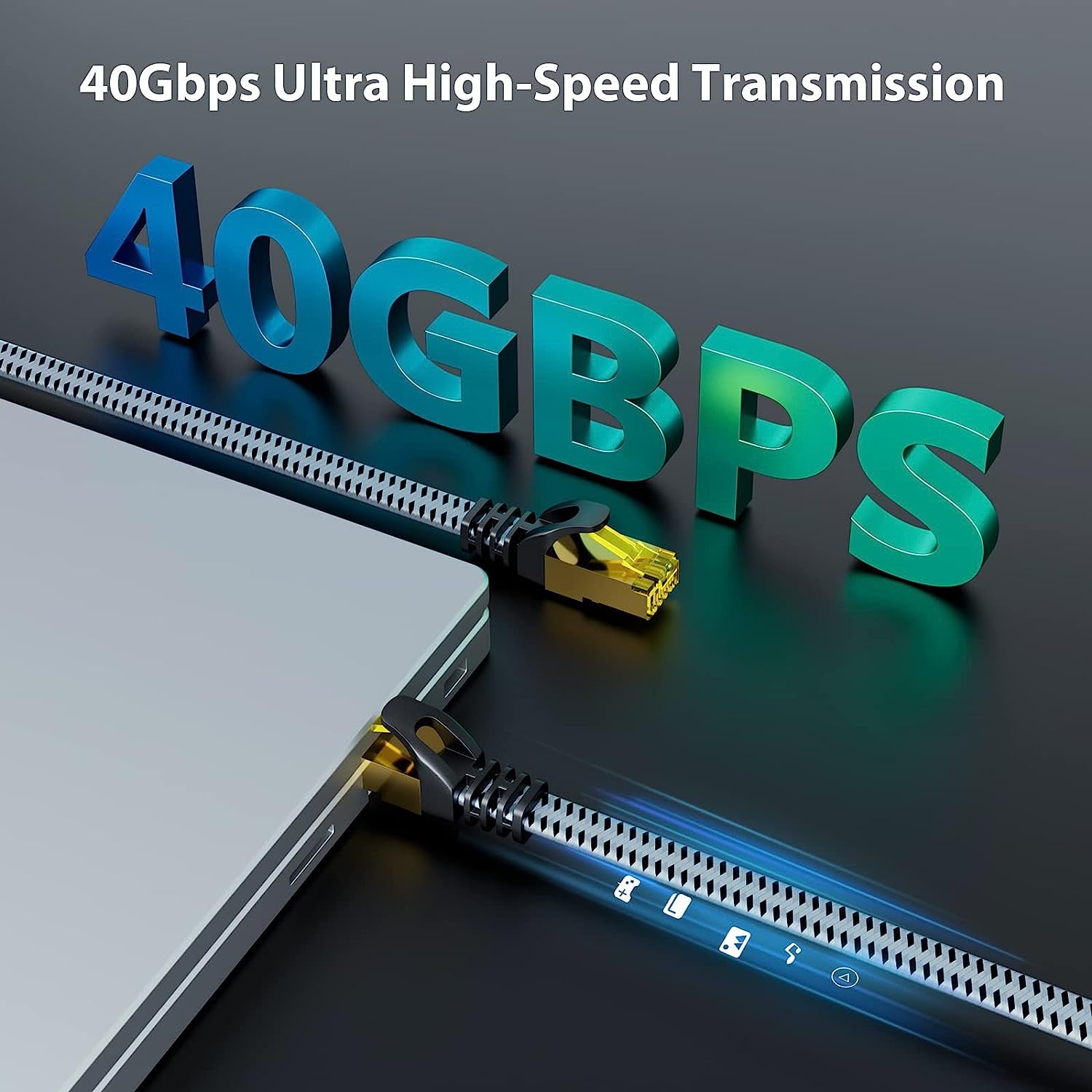 TRAHOO-Cat 8 Ethernet Cable 6 FT 2 Pack, 40Gbps 2000Mhz High Speed Cat8 ...