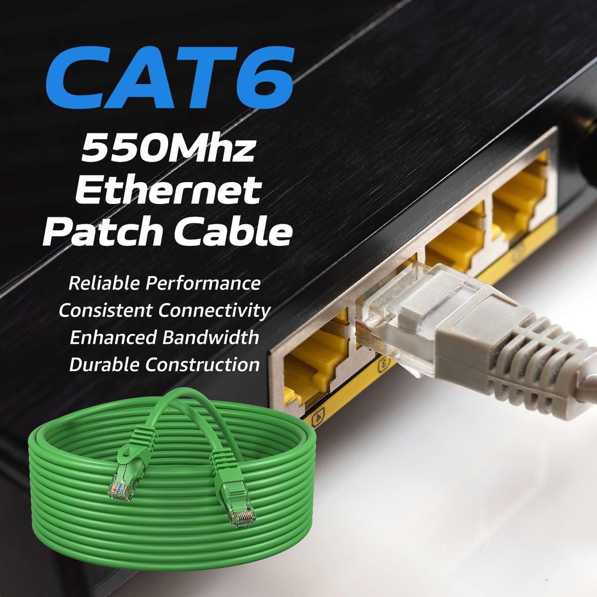 TRAHOO-Cat6 20FT Network Ethernet Patch Cable, 550Mhz Internet Wire ...