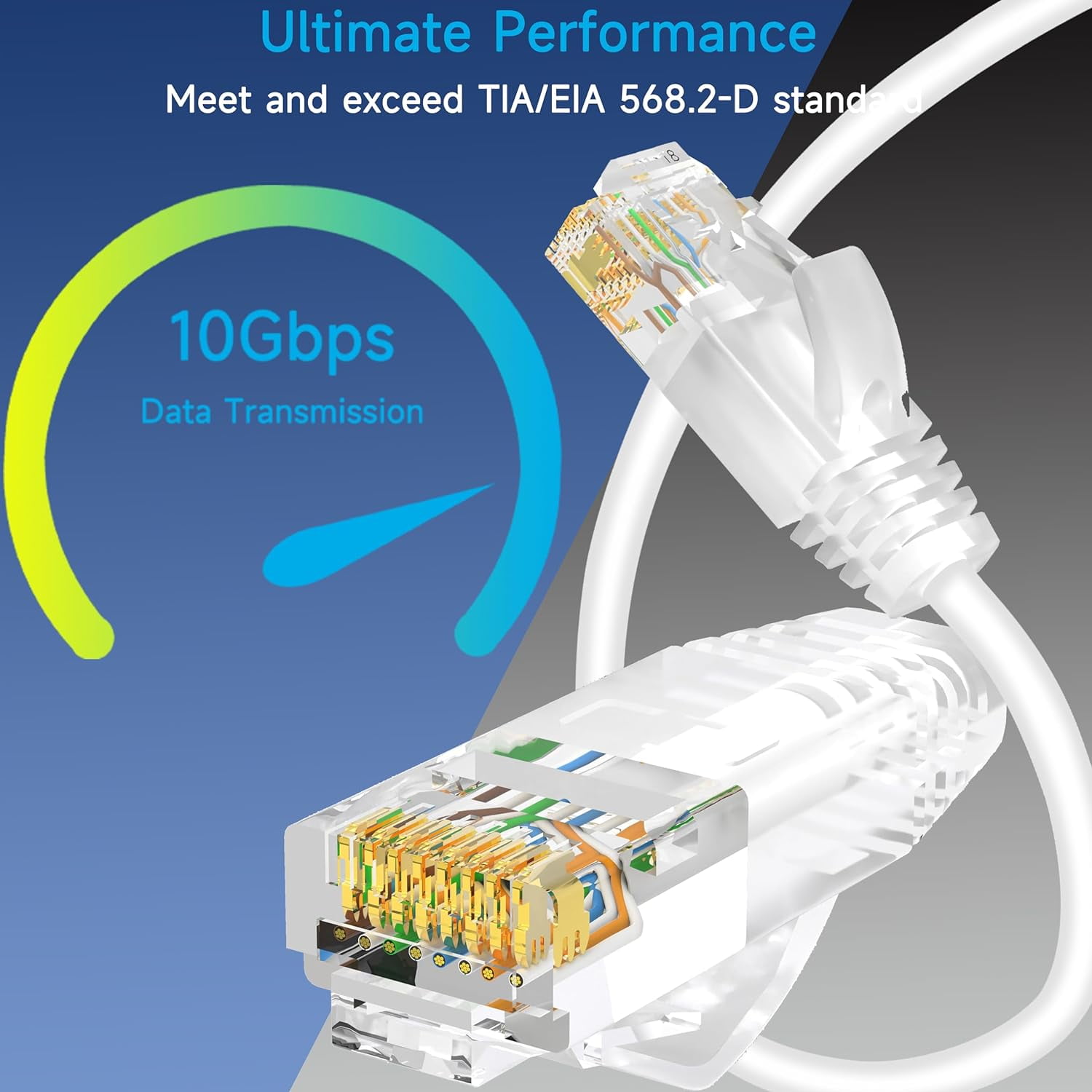 TRAHOO-Cat6a Slim Ethernet Patch Cable 0.5 ft (24 Pack), Cat6a Patch ...