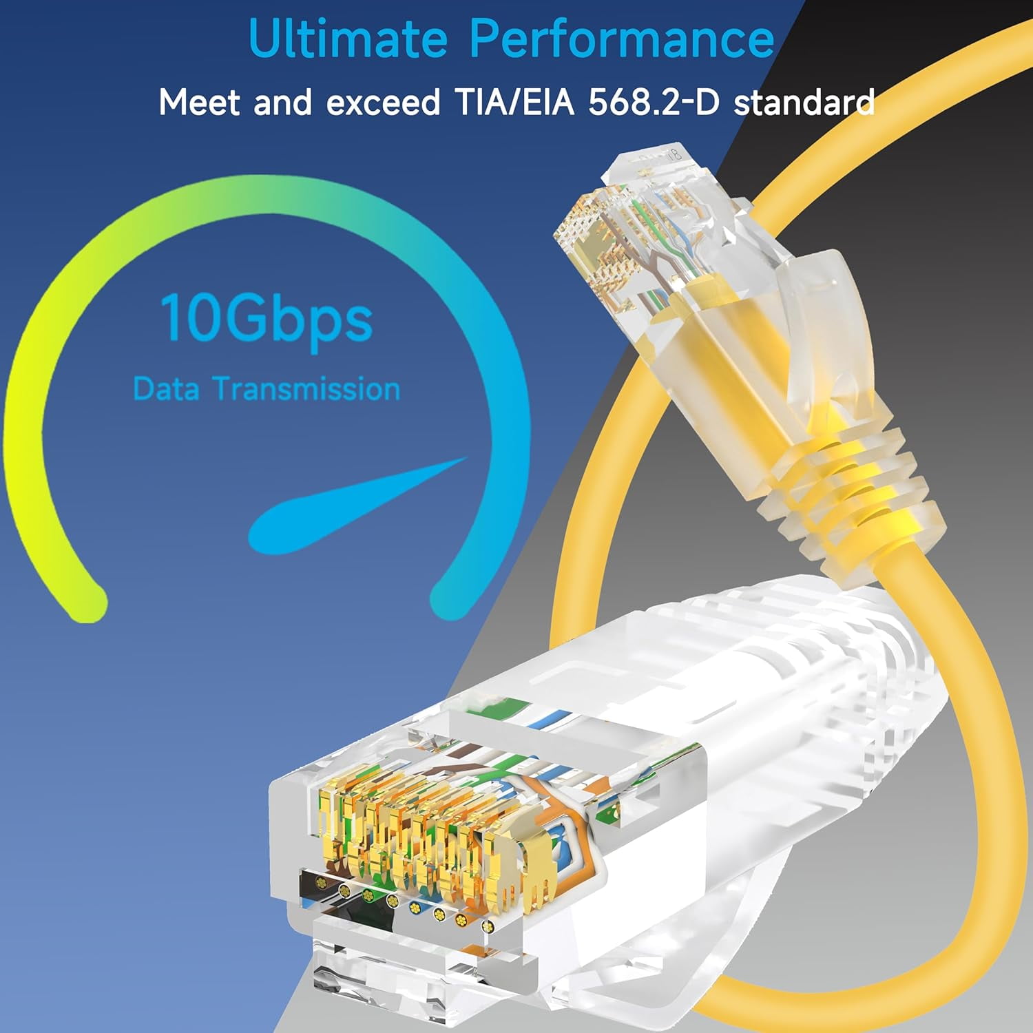 TRAHOO-Cat6a Slim Ethernet Patch Cable 1.5 ft (24 Pack), Cat6a Patch Cable for Data Centers, Cat ...