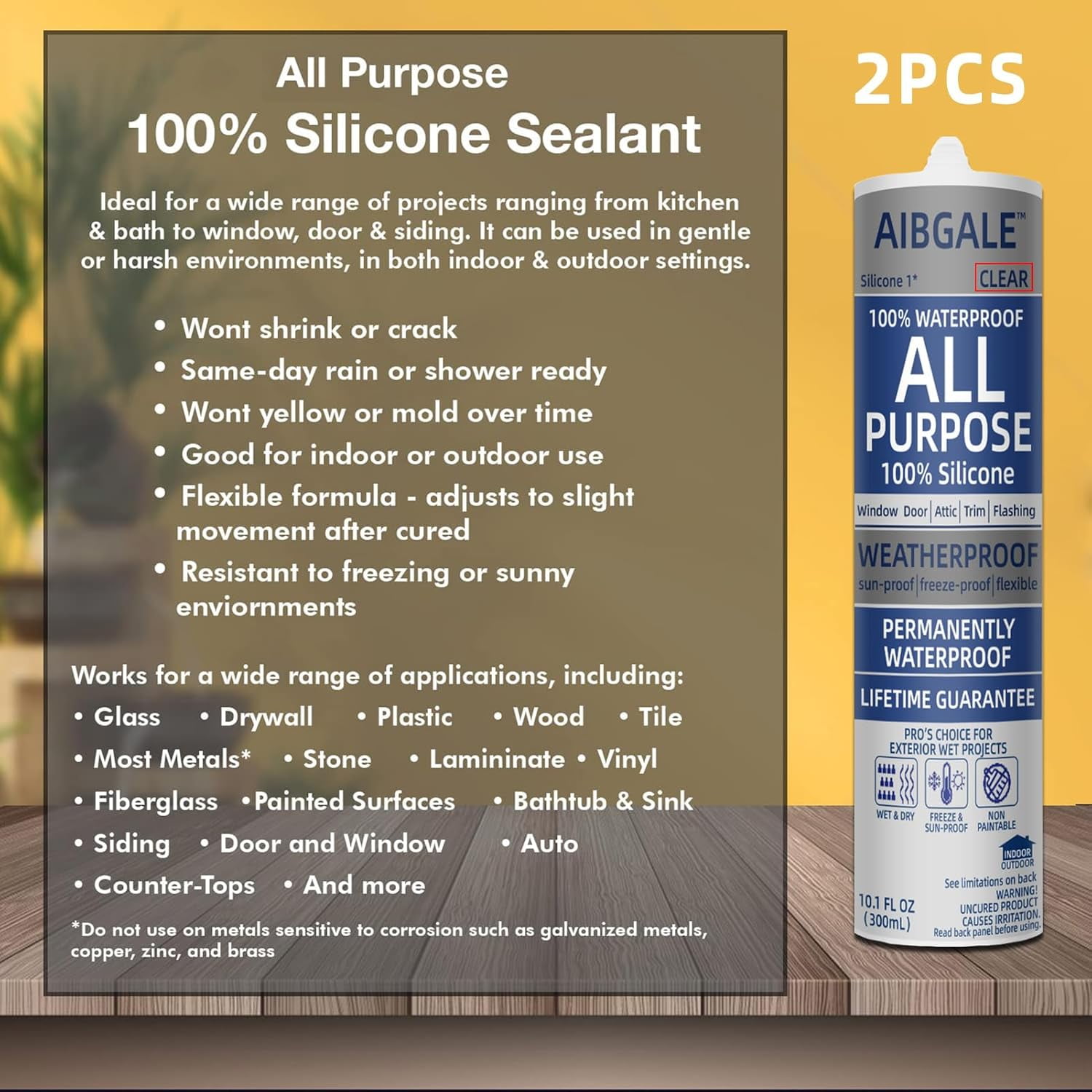 TRAHOO-Caulking Tool Kit, Caulking Gun, 2 Clear Silicone Sealant with ...