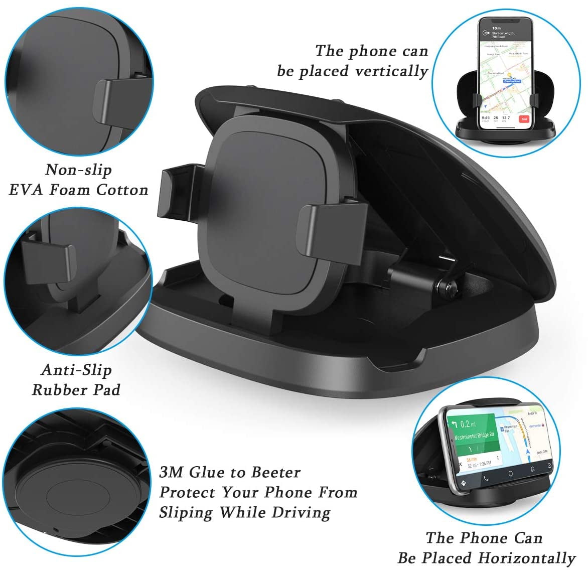 TRAHOO-Cell Phone Holder for Car, Vertical Horizontal Car Phone Mount ...
