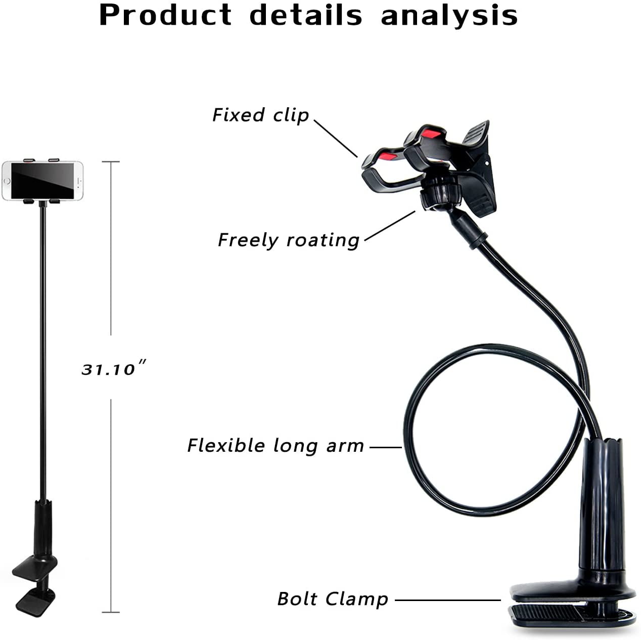 TRAHOO-Cell Phone Holder, Universal Lazy Bracket Mobile Phone Stand ...