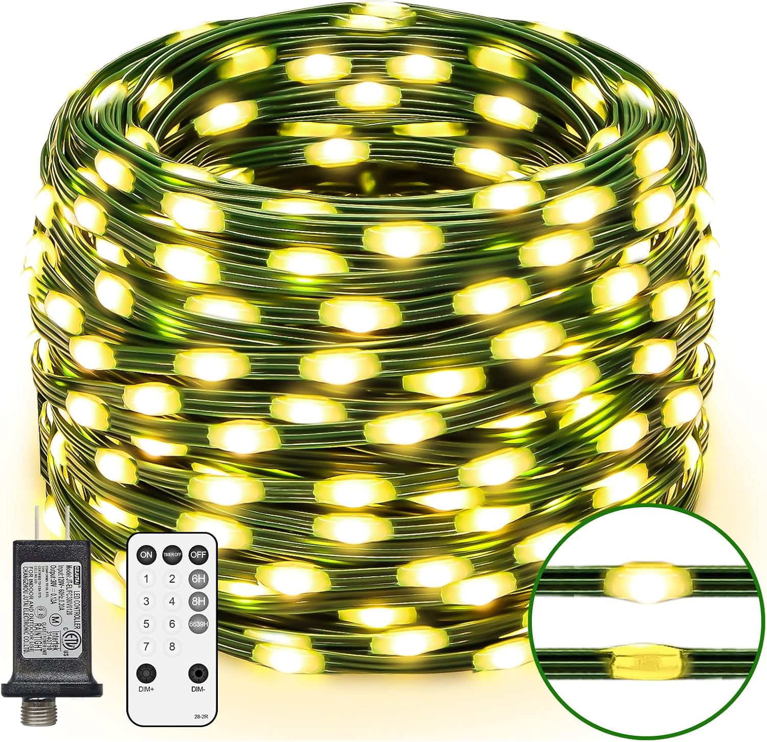 TRAHOO-Christmas Lights Warm White, 180 LED Outdoor Waterproof ...