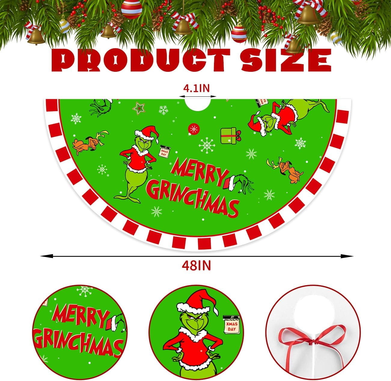 TRAHOO-Christmas Tree Skirt Decorations, 48 Inch Merry Christmas Soft ...