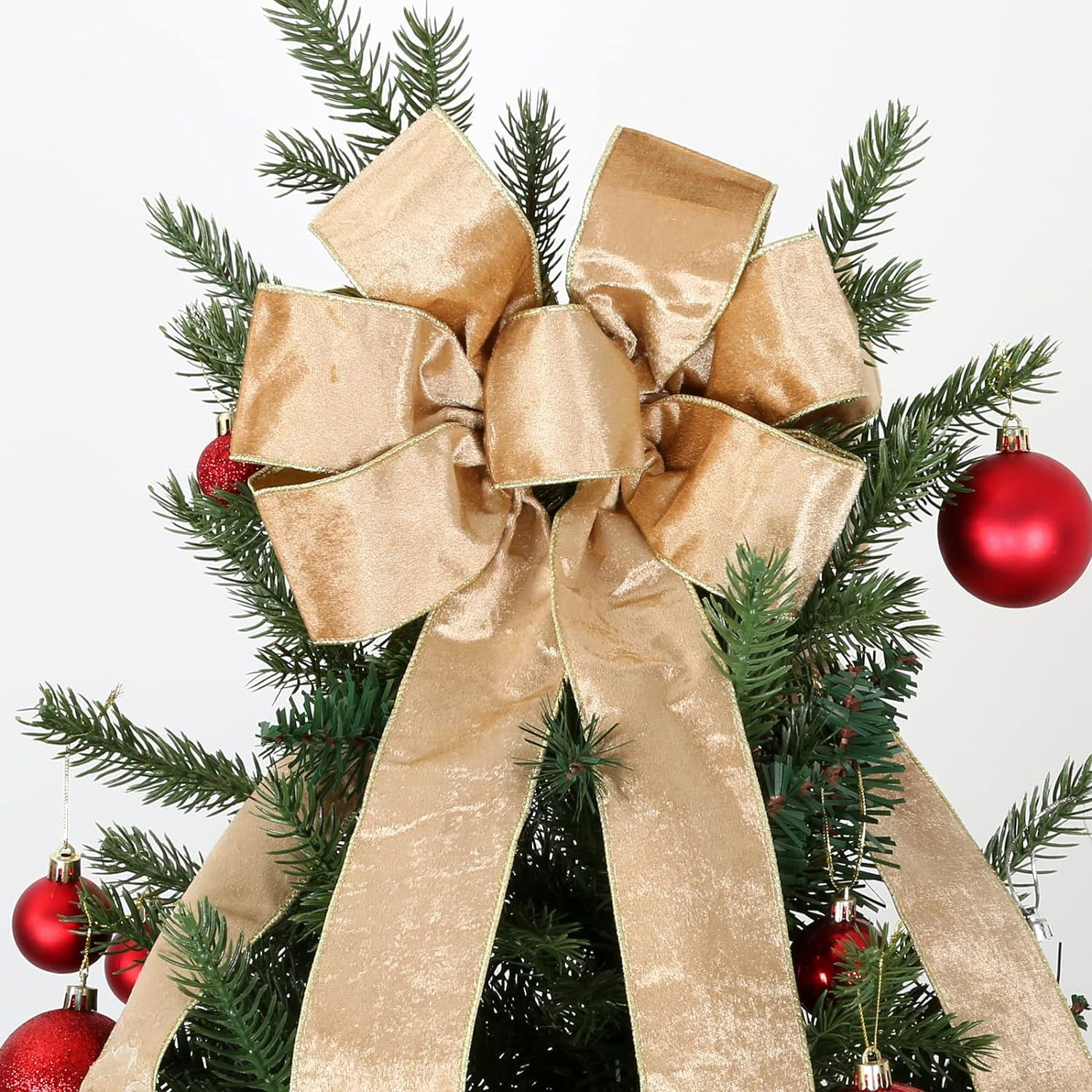 TRAHOO-Christmas Tree Topper Bow, 10ft Long Streamers Tree Topper Bow ...