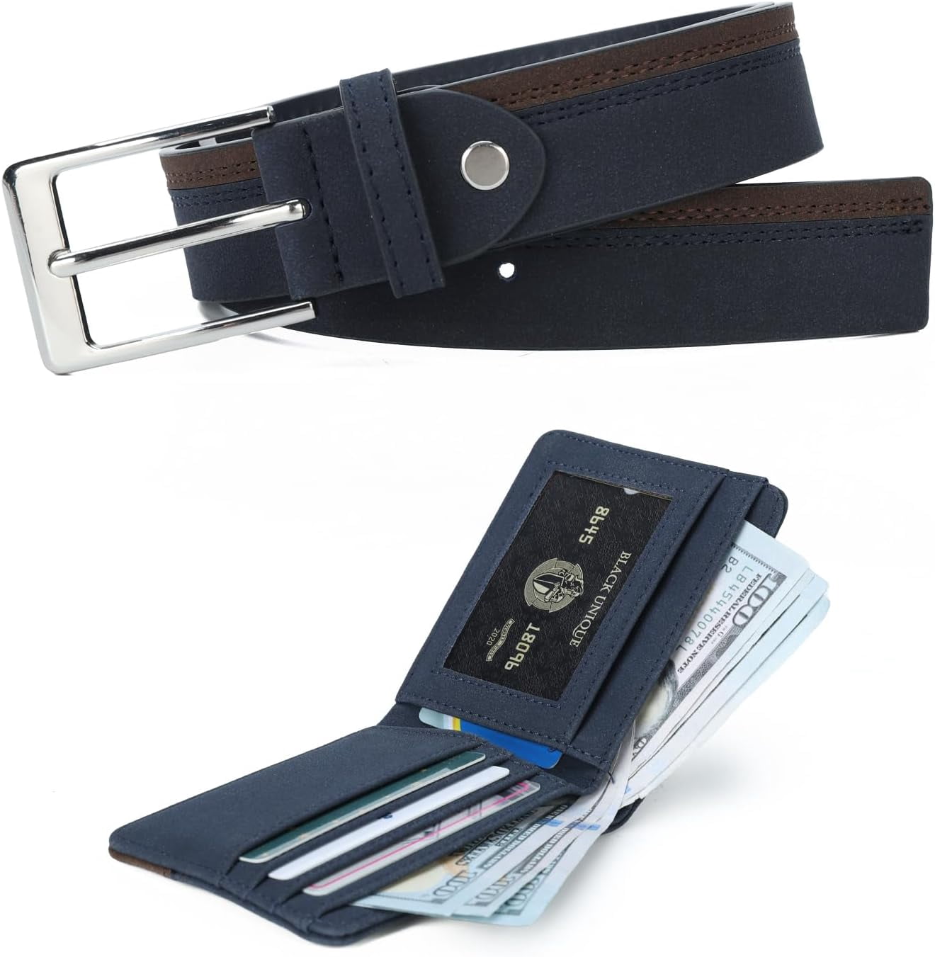 TRAHOO-Classic Leather Wallet & Belt Combo for Men Boyfriend DadMen's ...