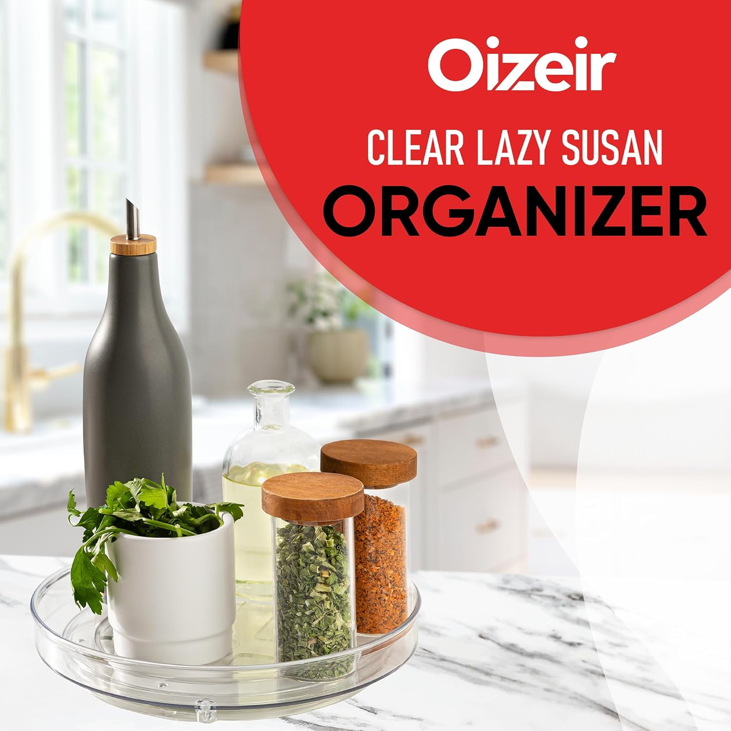 TRAHOO-Clear Lazy Susan Organizer - 4PK - 9 Inch - Turntable Organizer ...