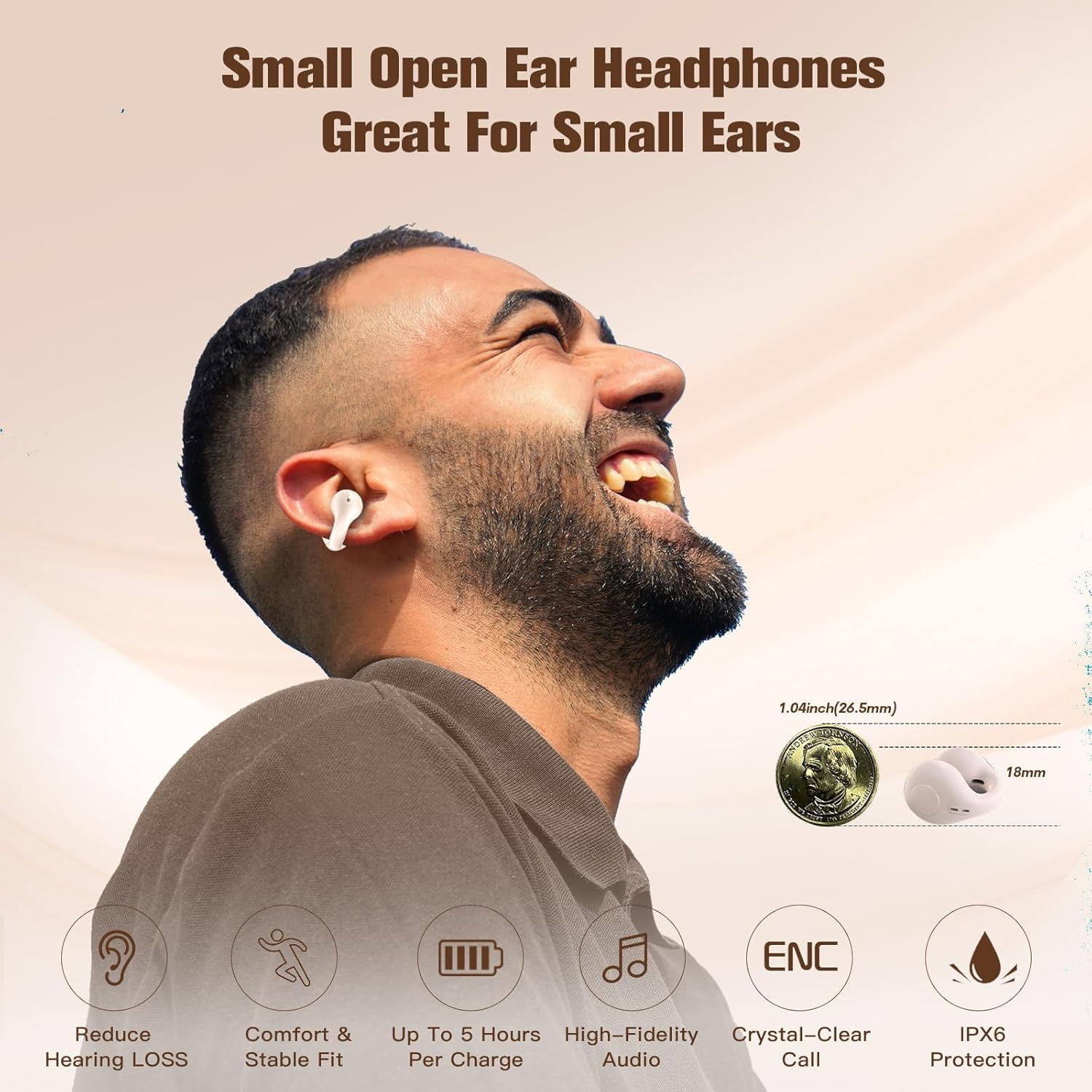 TRAHOO-Clip On Open Ear Headphones Wireless Ear Clips Ear Buds Clip On ...