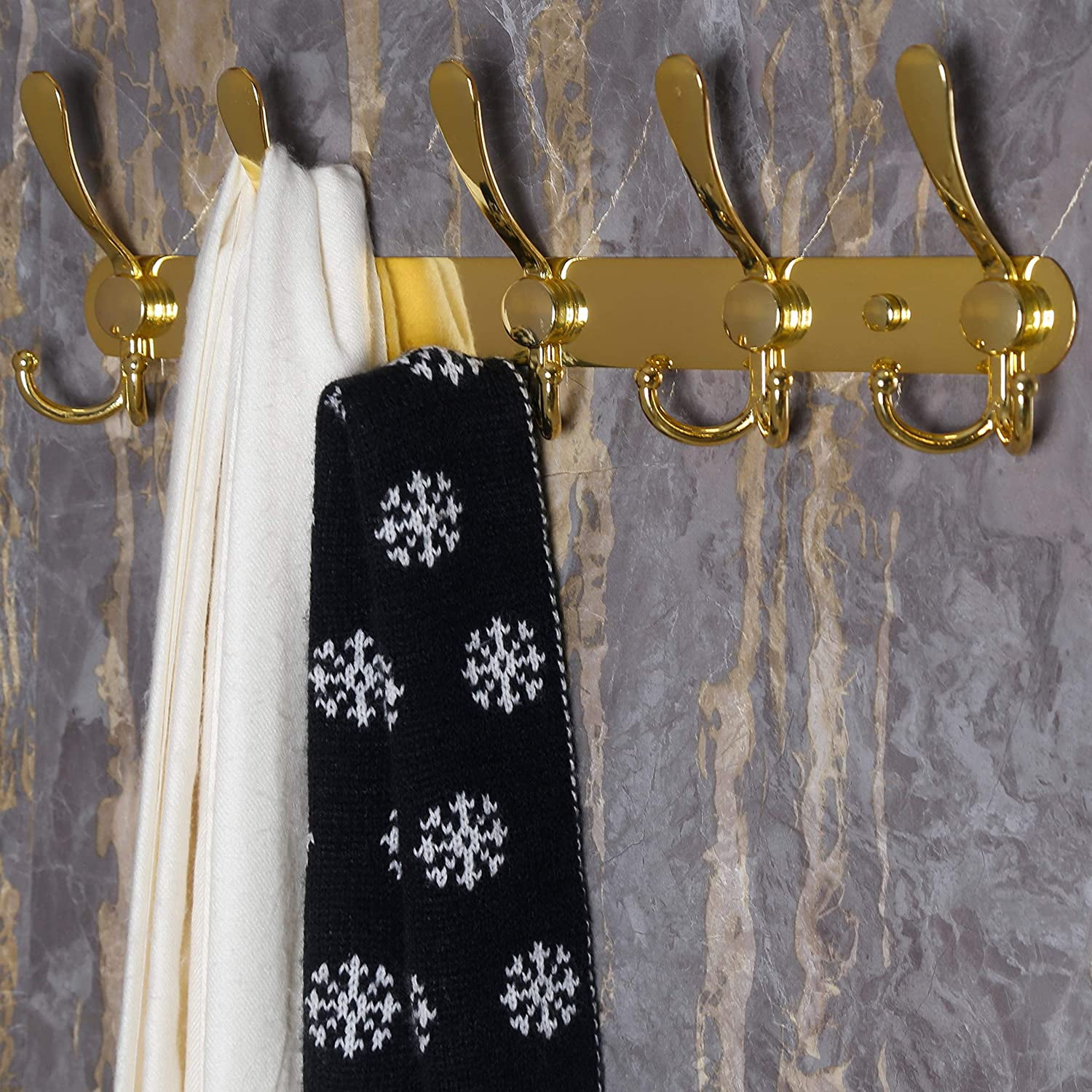 TRAHOO-Coat Rack Wall Mounted - 5 Tri Hooks, Heavy Duty, Stainless ...