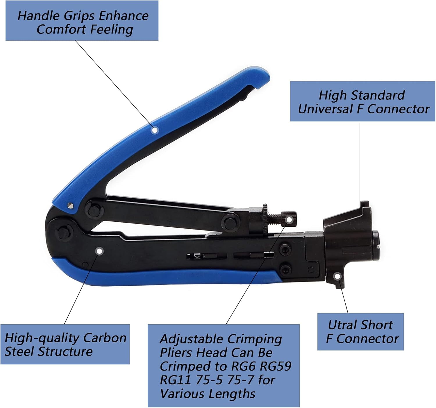 TRAHOO-Coax Cable Crimper Kit Compression Tool Coax Cable Crimper Kit ...