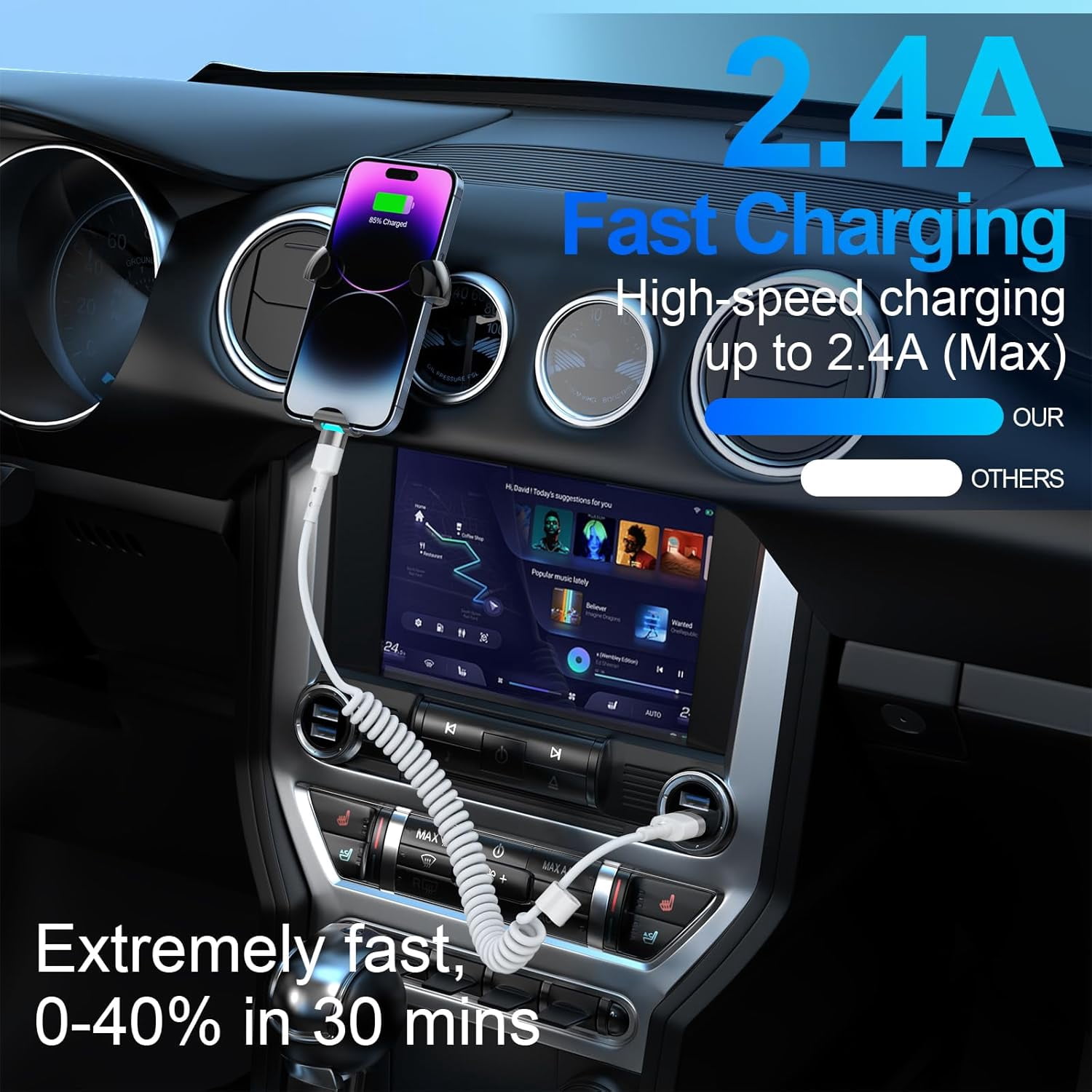 TRAHOO-Coiled Lightning Cable, 2 Pack, 3 FT, iPhone Cord for Car, Apple ...