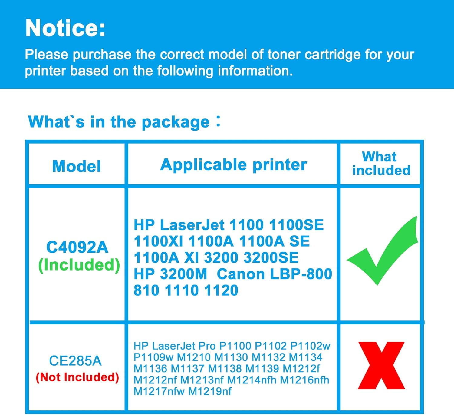 TRAHOO-Compatible Toner Cartridge Replacement for HP 92A C4092A EP-22 LBP-800 810 1110 1120 ...