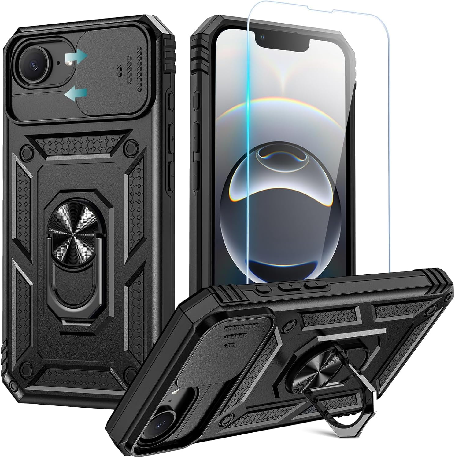 TRAHOO-Compatible for iPhone 16e Case with Screen Protector - Slide ...