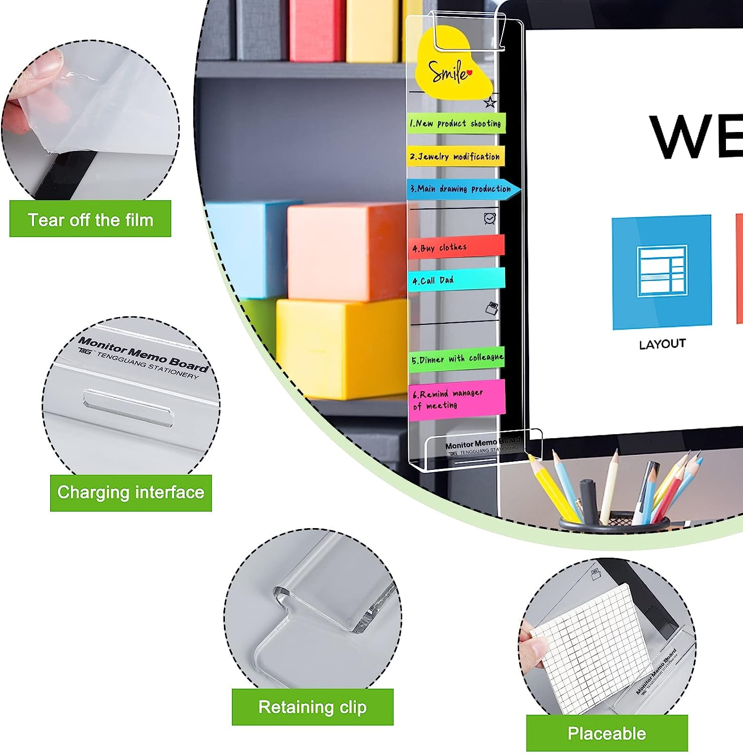 TRAHOO-Computer Monitor Memo Board/Multifunctional Monitors Message ...