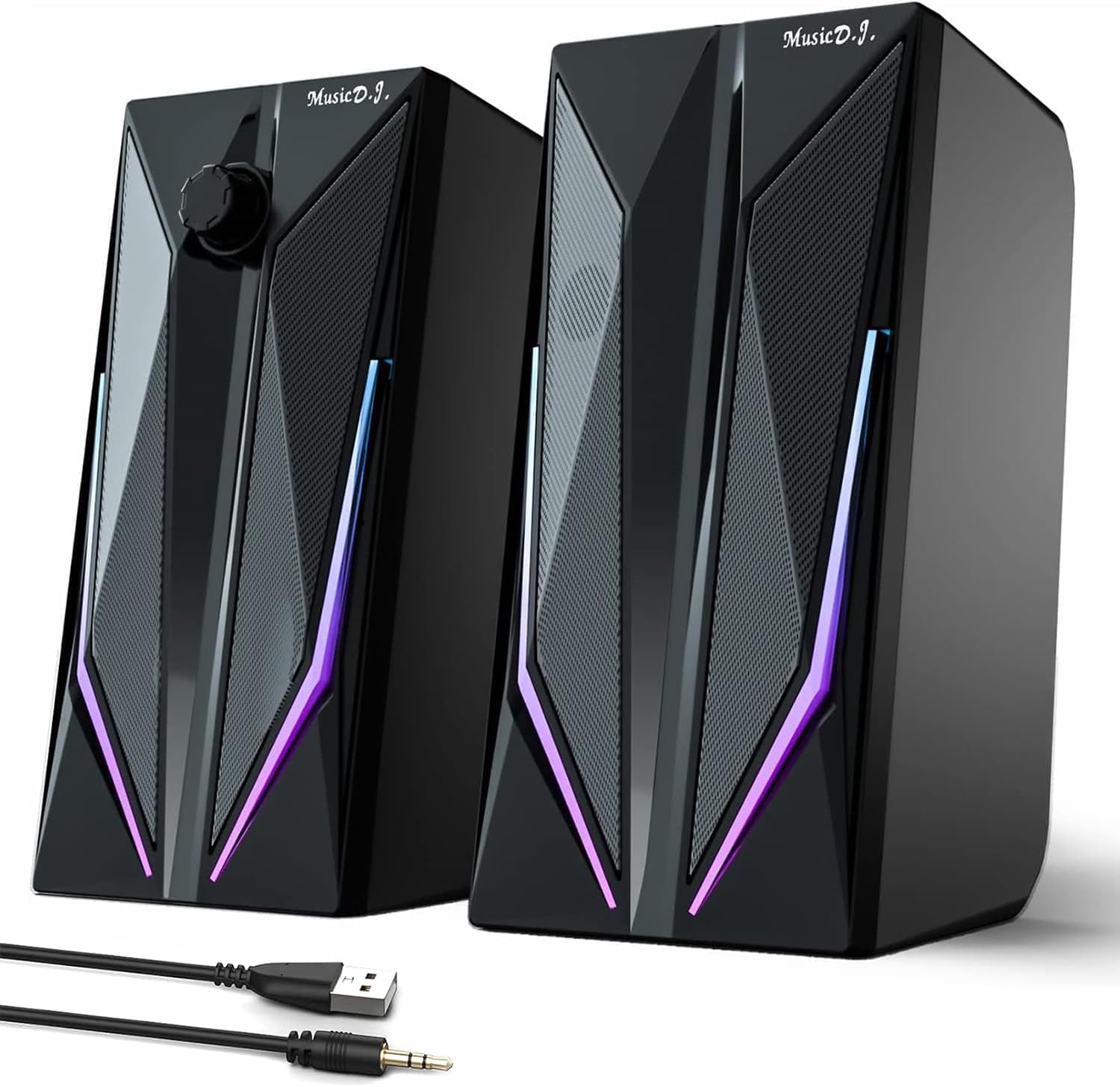 TRAHOO-Computer Speakers,PC Speakers with RGB Lighting Mode,2.0 Stereo ...