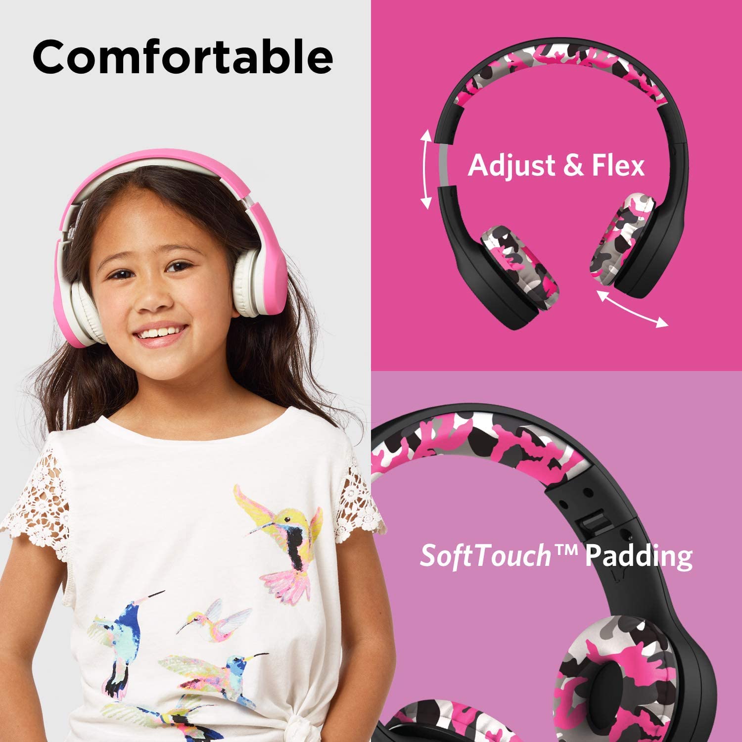 TRAHOO-Connect+ Style Wired Headphones for Kids for School with ...