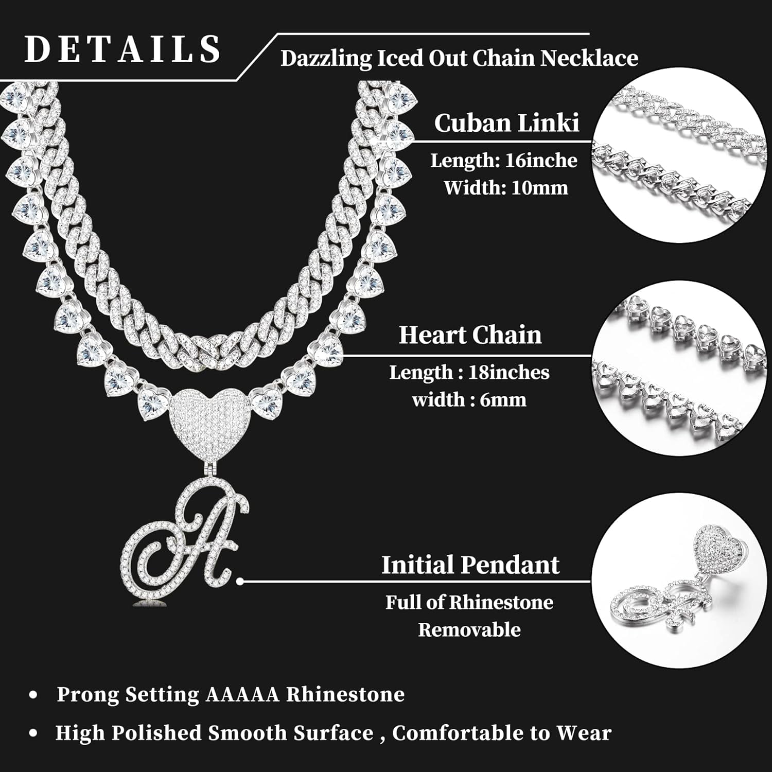 TRAHOO-Cursive Silver Gold Initial Pendant Necklaces Alphabet Pendant ...