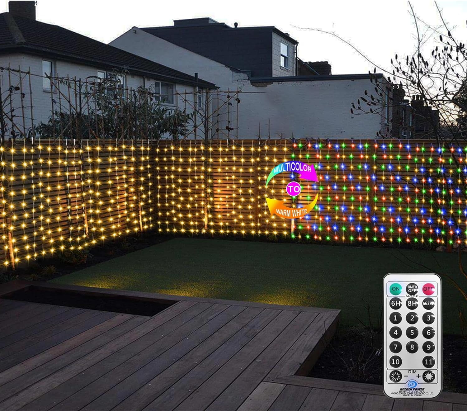 TRAHOO-Curtain Lights Outdoor 20Ft×3Ft, 300 LED Color Changing Fence ...