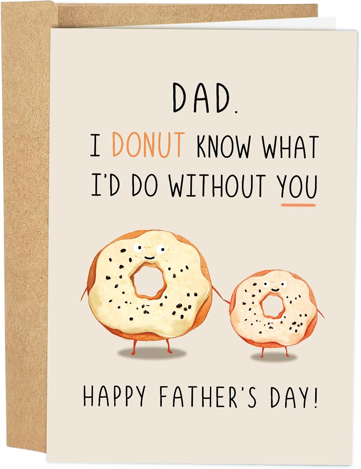 TRAHOO-Cute Donut Father's Day Card, Funny Pun Fathers Day Card, Happy ...