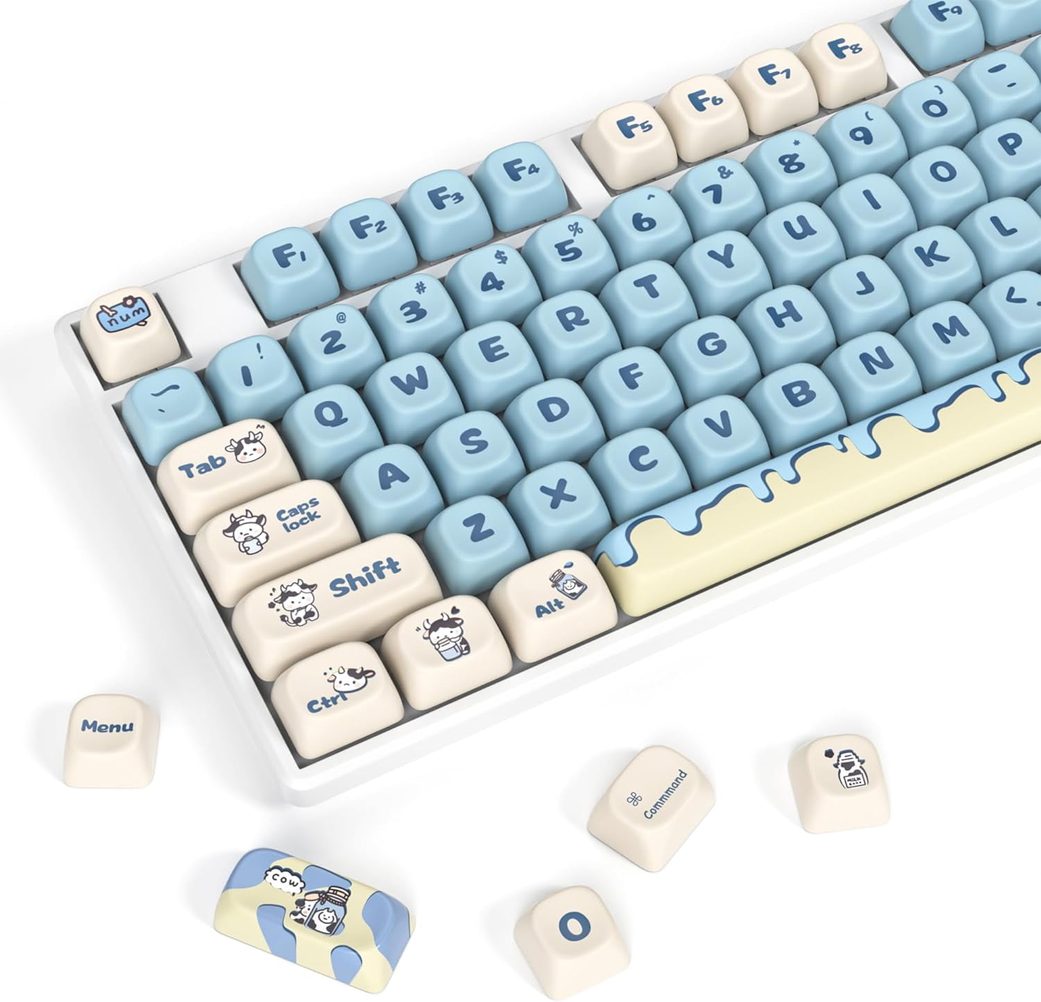 TRAHOO-Cute Round MOA Profile Keycaps, 141-Keys Thicked PBT 75% Keycaps ...