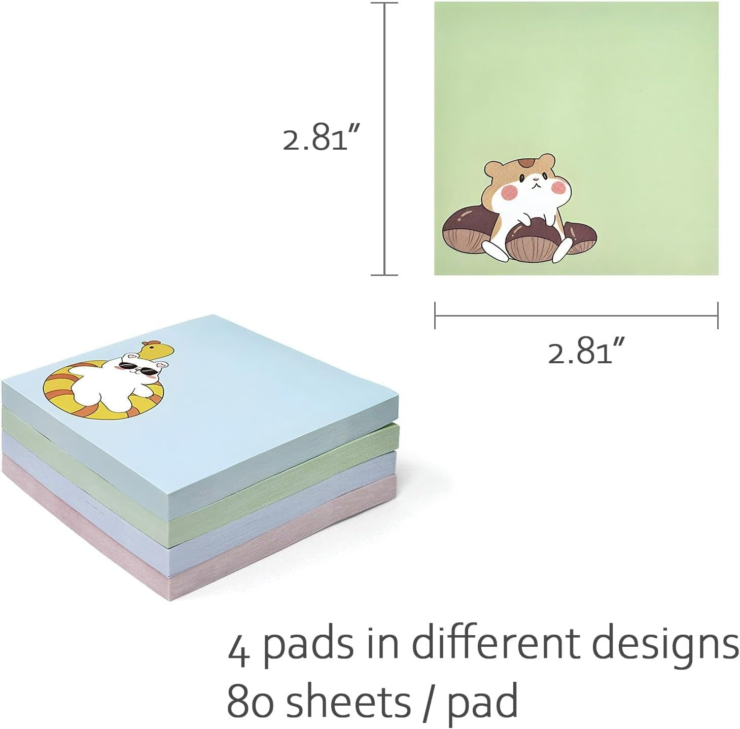 TRAHOO-Cute and Funny Animal Sticky Notes, Adhesive Memo Notepads for ...