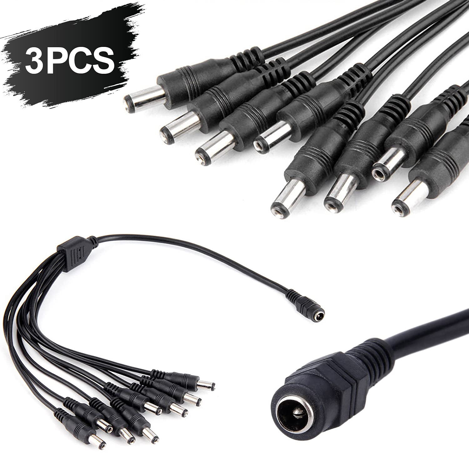 TRAHOO-DC 1 Female to 8 Male Output Power Splitter Cable 3 Pcs 1 to 8 ...