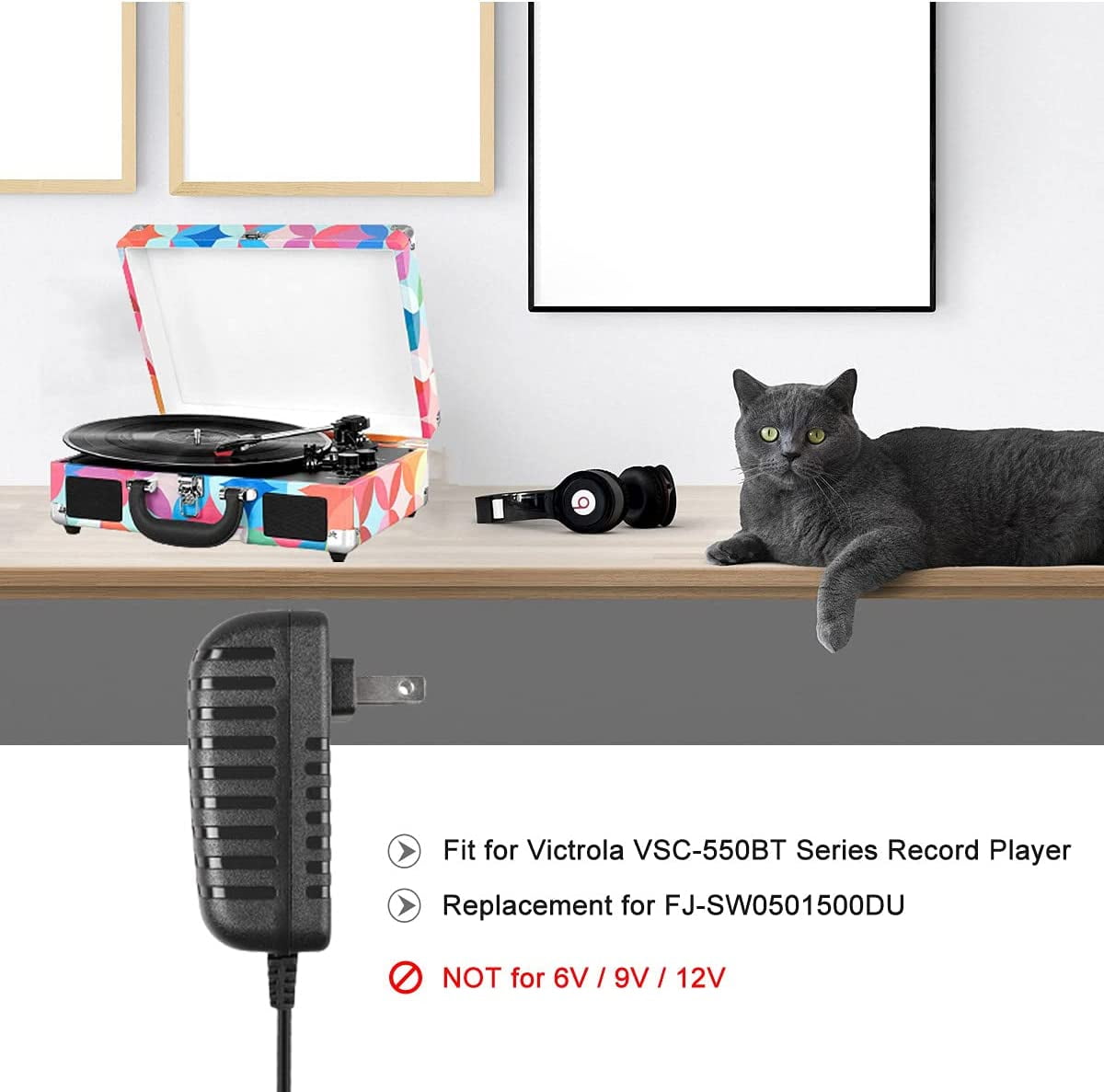 TRAHOO-DC 5V 1A 2A Charger for Victrola Record Player Power Cord, for ...