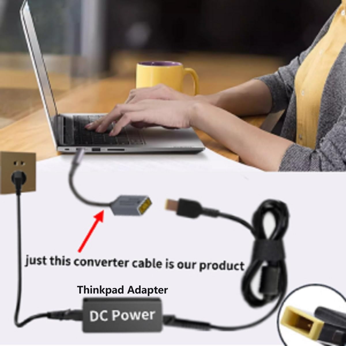 TRAHOO-DC Slim Tip Female Input to USB C PD Male Power Charging Cable,for Rectangle Mouth Power ...