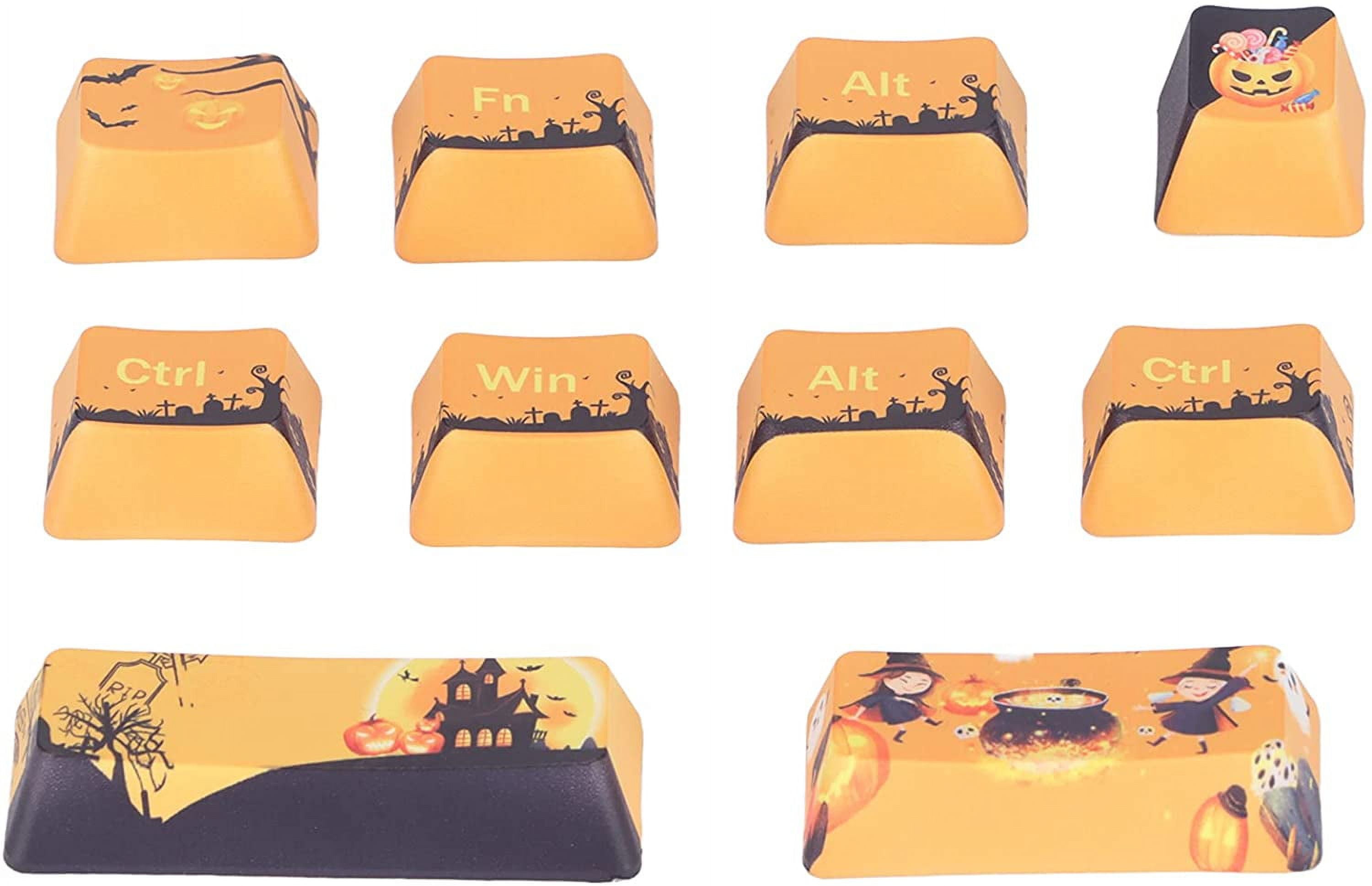 TRAHOO-DIY PBT Keycaps, Halloween Theme 10Pcs DIY Five-Sided Custom Dye ...