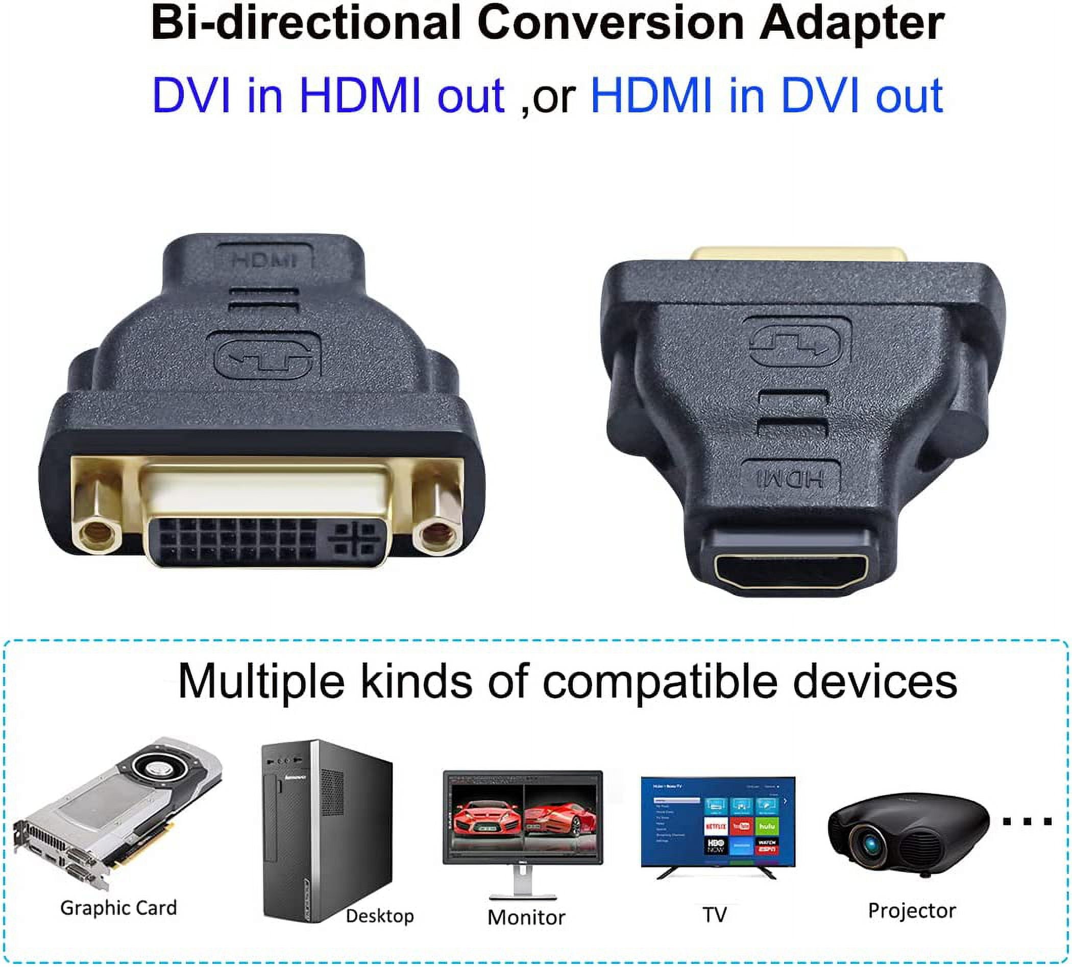 TRAHOO-DVI Female to HDMI Female Adapter HDMI to DVI-I Converter Bi ...