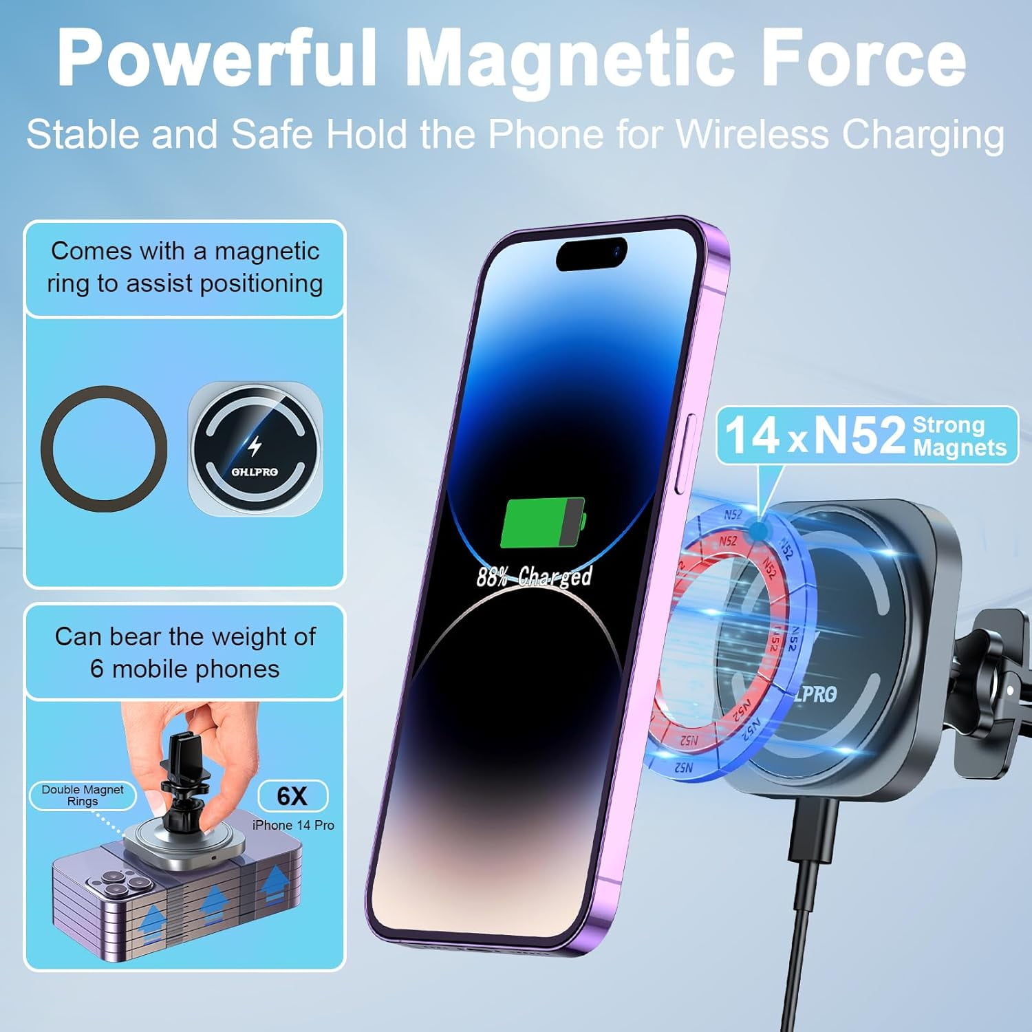 TRAHOO-Dashboard Magnetic Phone Holder for iPhone MagSafe Car Mount ...