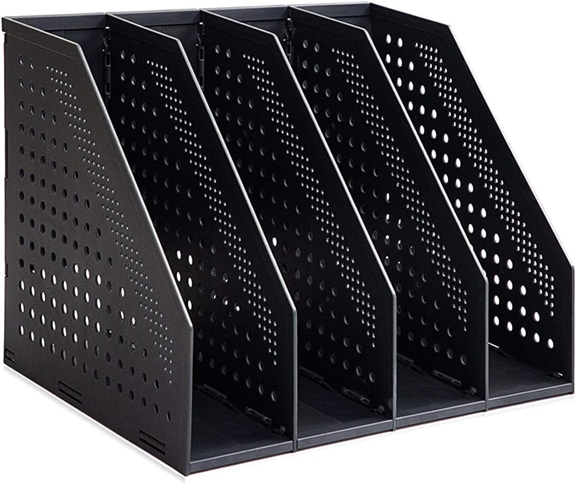TRAHOO-Desktop File Magazine Folder Holder 4 Section Plastic Hollow ...