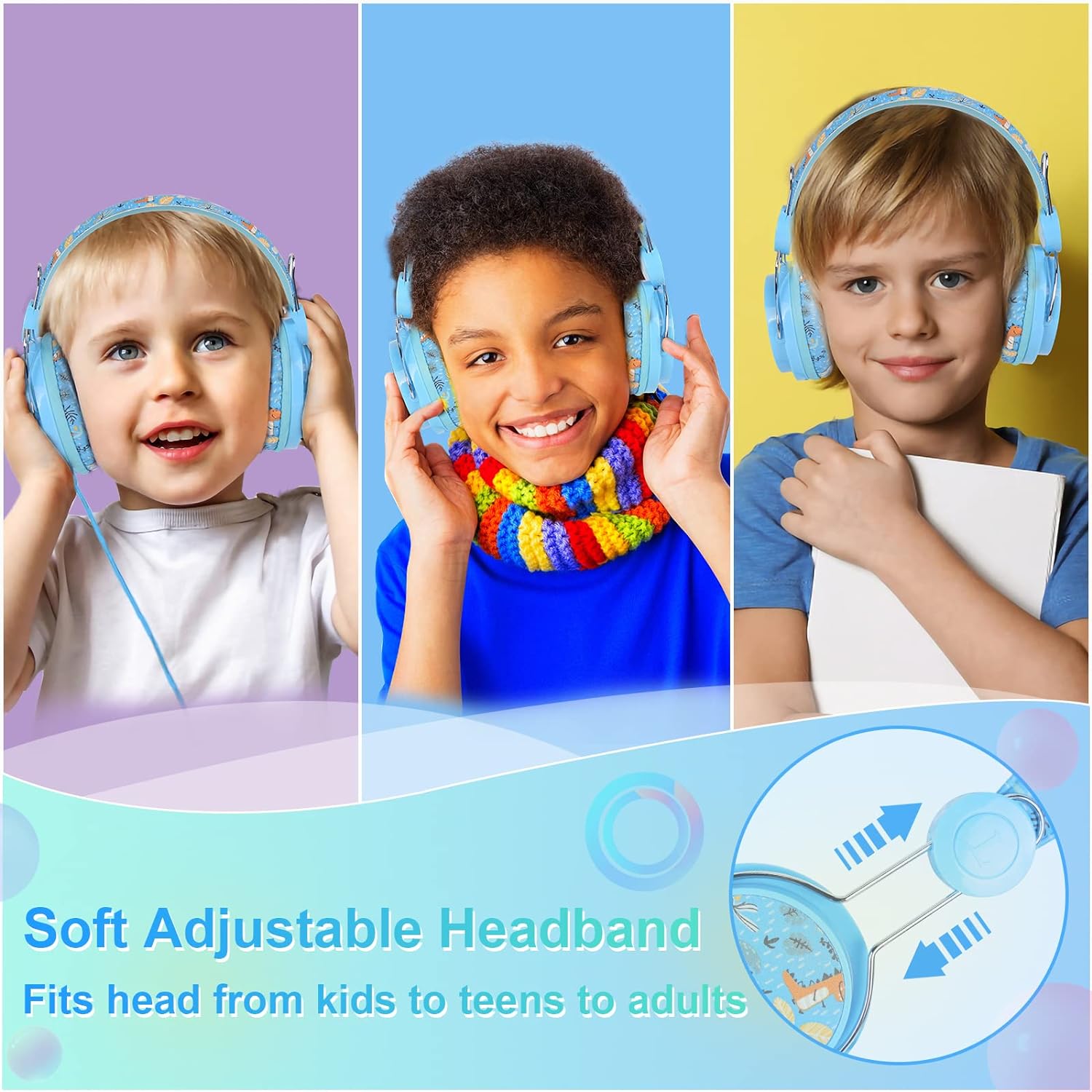 TRAHOO-Dinosaur Headphones for Boys Kids for School, Kids Wired ...