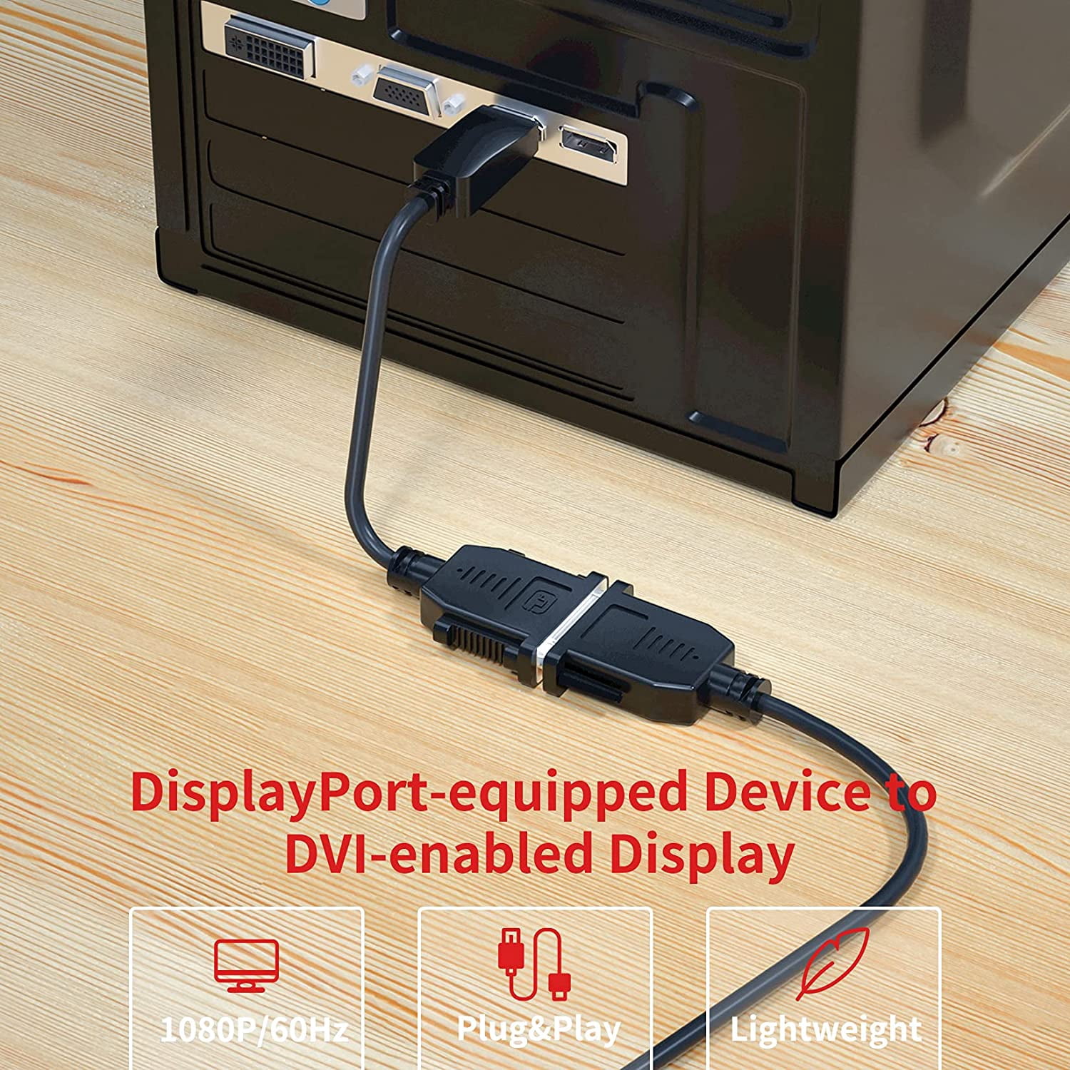 TRAHOO-DisplayPort 1.2 to DVI Passive Single Link Adapter Cable 2-Pack ...