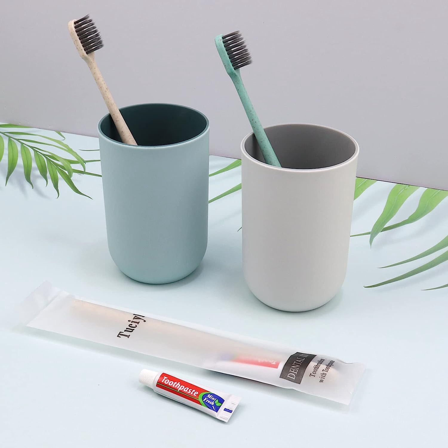 TRAHOO-Disposable Toothbrush with Toothpaste Set Pack of 25,Straw ...
