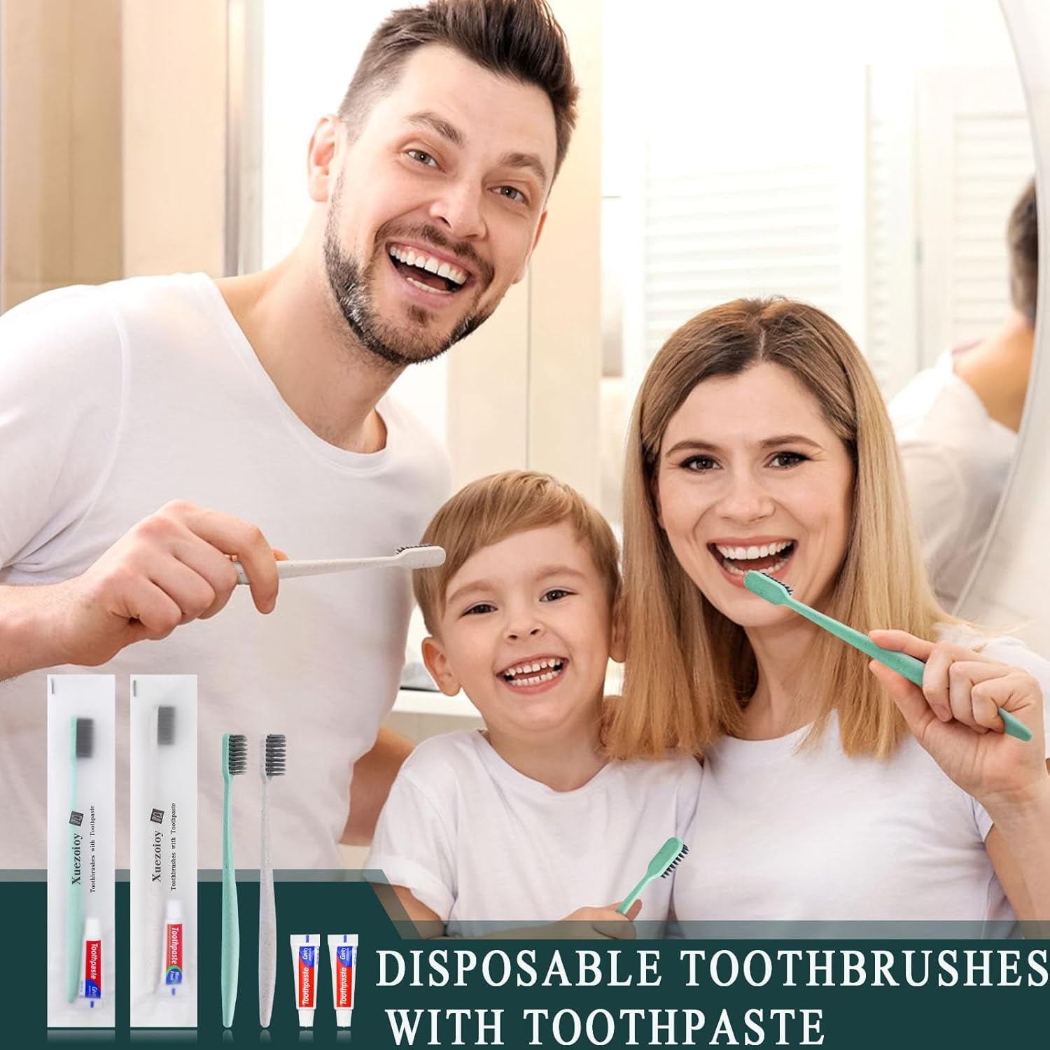 TRAHOO-Disposable Toothbrushes with Toothpaste,60 Pack Individually ...
