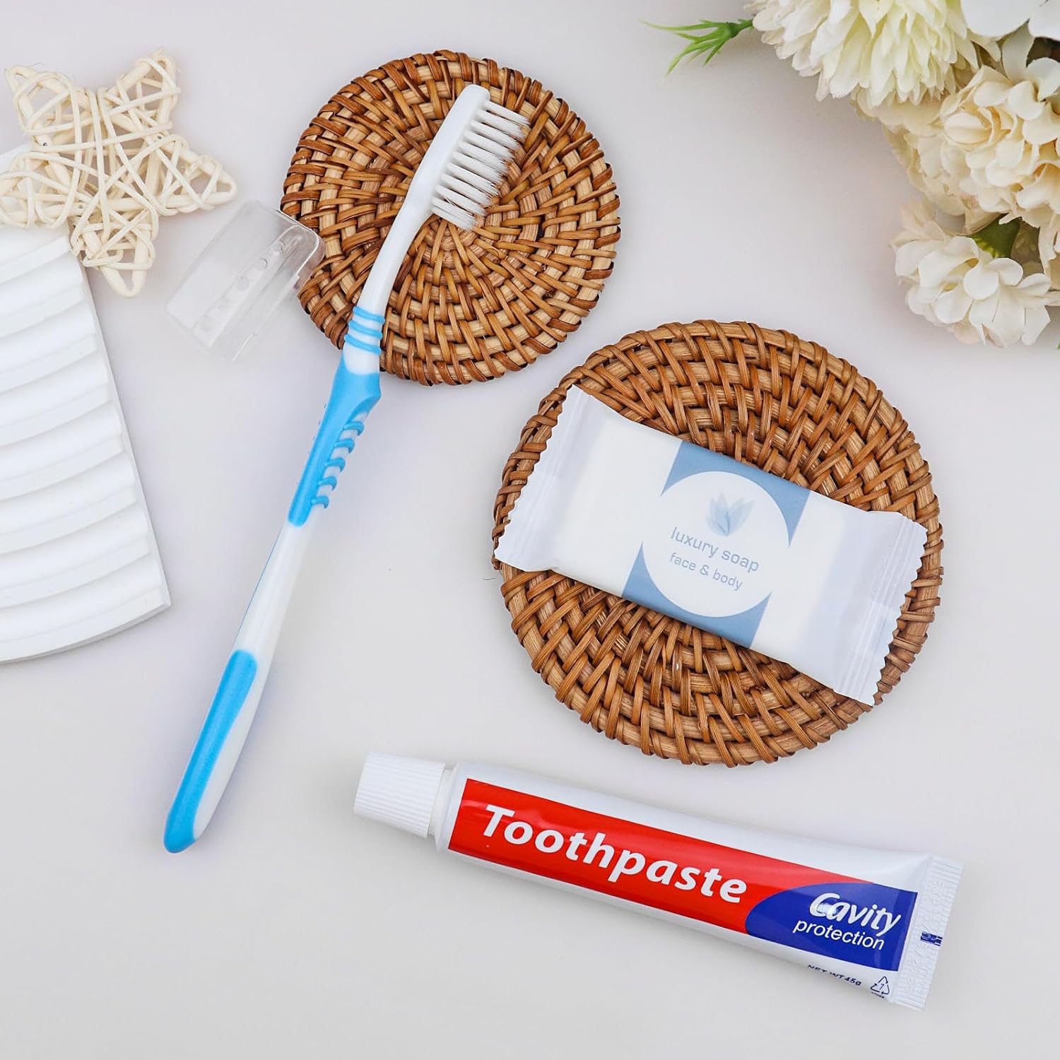 TRAHOO-Disposable Toothbrushes with Toothpaste Individually Wrapped ...