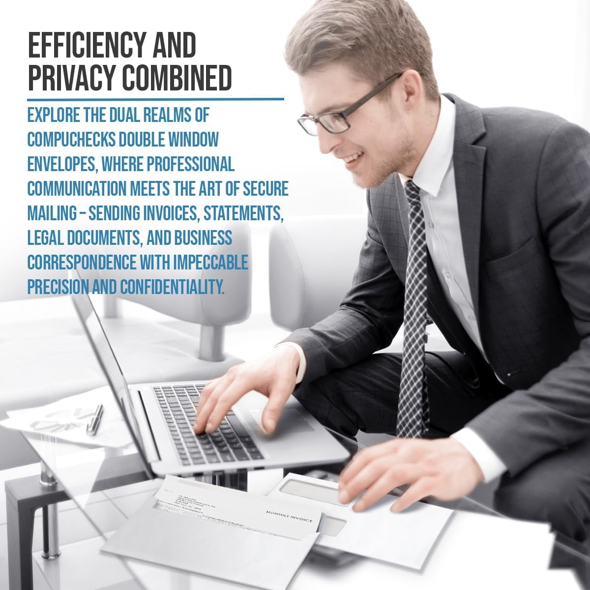 TRAHOO-Double Window Envelopes #10- Flip and Seal Flap, Security ...