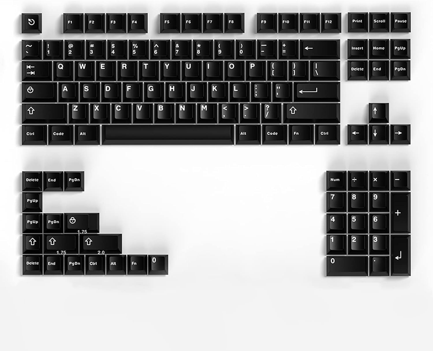 TRAHOO-Doubleshot Keycaps 60 Percent, Minimalist Style Black 125 Keys ...