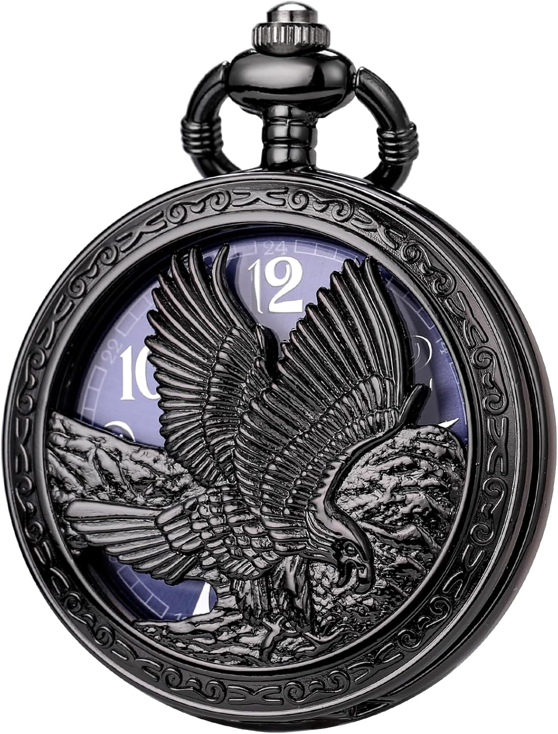 TRAHOO-Eagle Design Pocket Watch with Chain Antique Pocket Watch Quartz ...