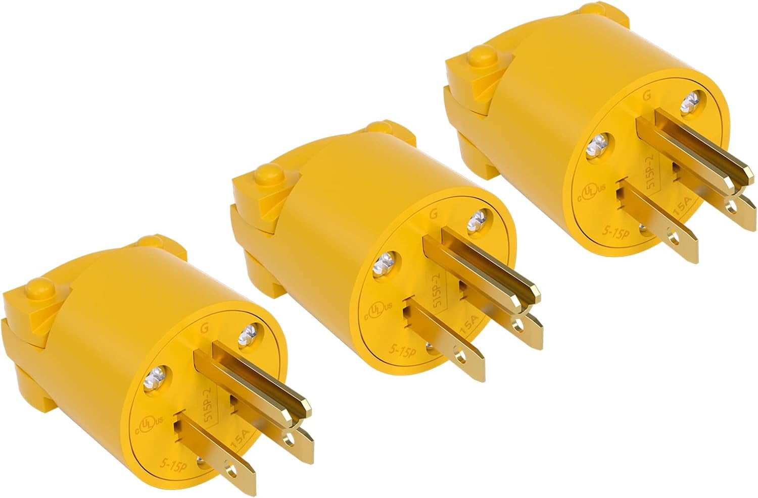 TRAHOO-Electrical Replacement Plug Extension Cord End Yellow Shell 125V ...