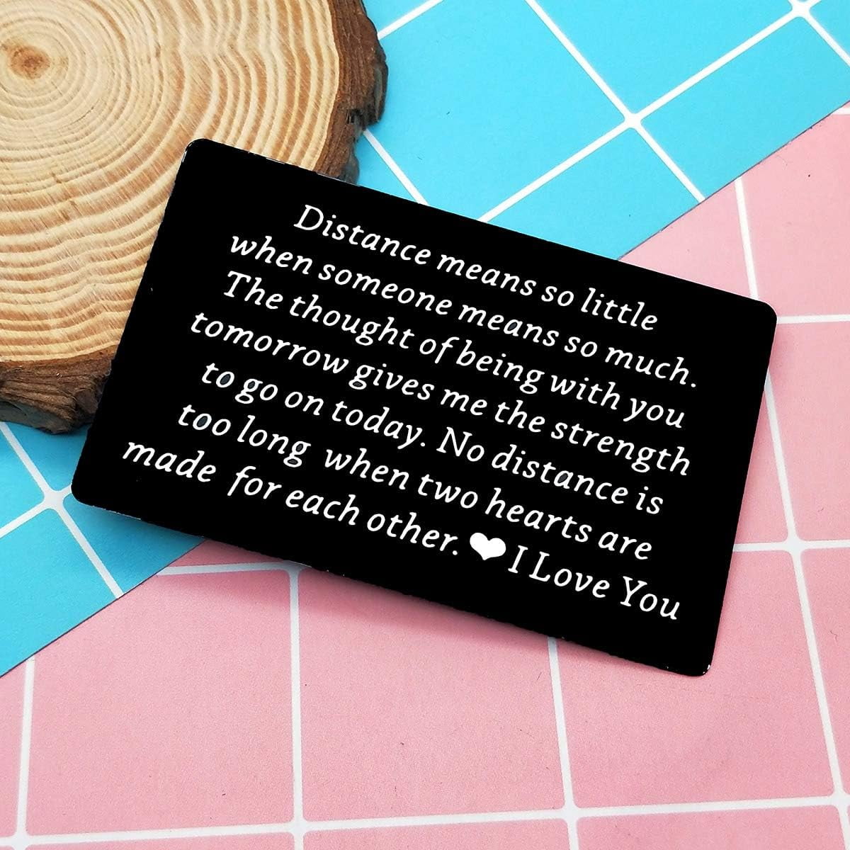 TRAHOO-Engraved Wallet Inserts Card,Long Distance Couples Gift for ...