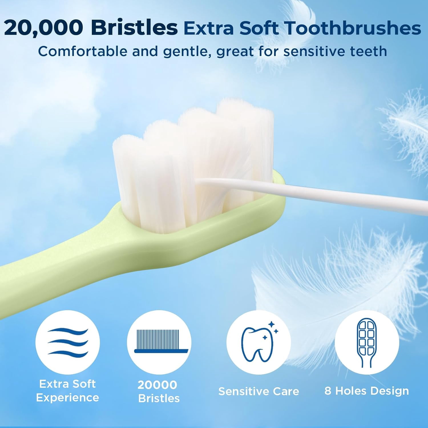 TRAHOO-Extra Soft Toothbrushes for Adults Sensitive Gums, Upgraded ...