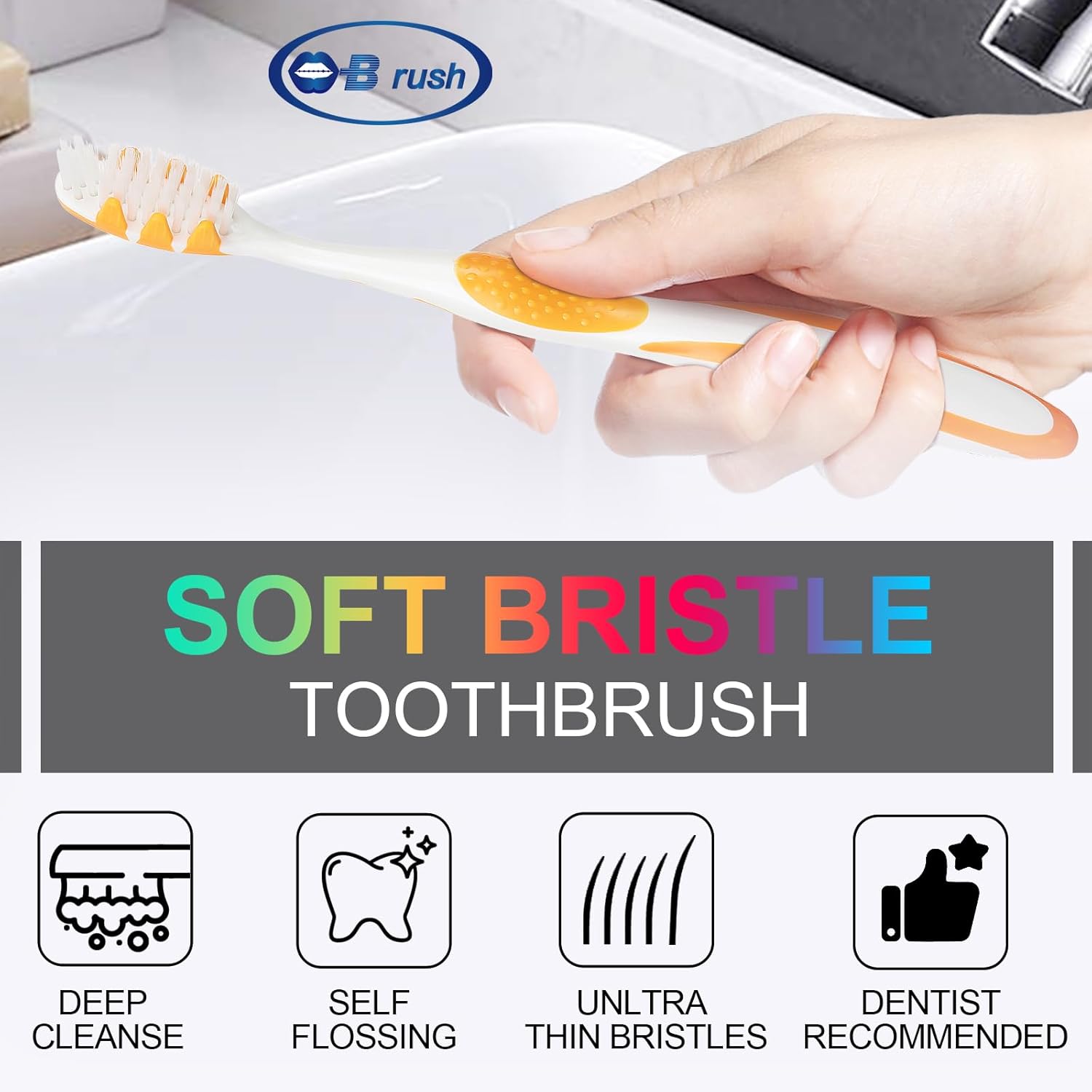 TRAHOO-Extra Soft Toothbrushes for Adults -Tapered Bristles Flossing ...